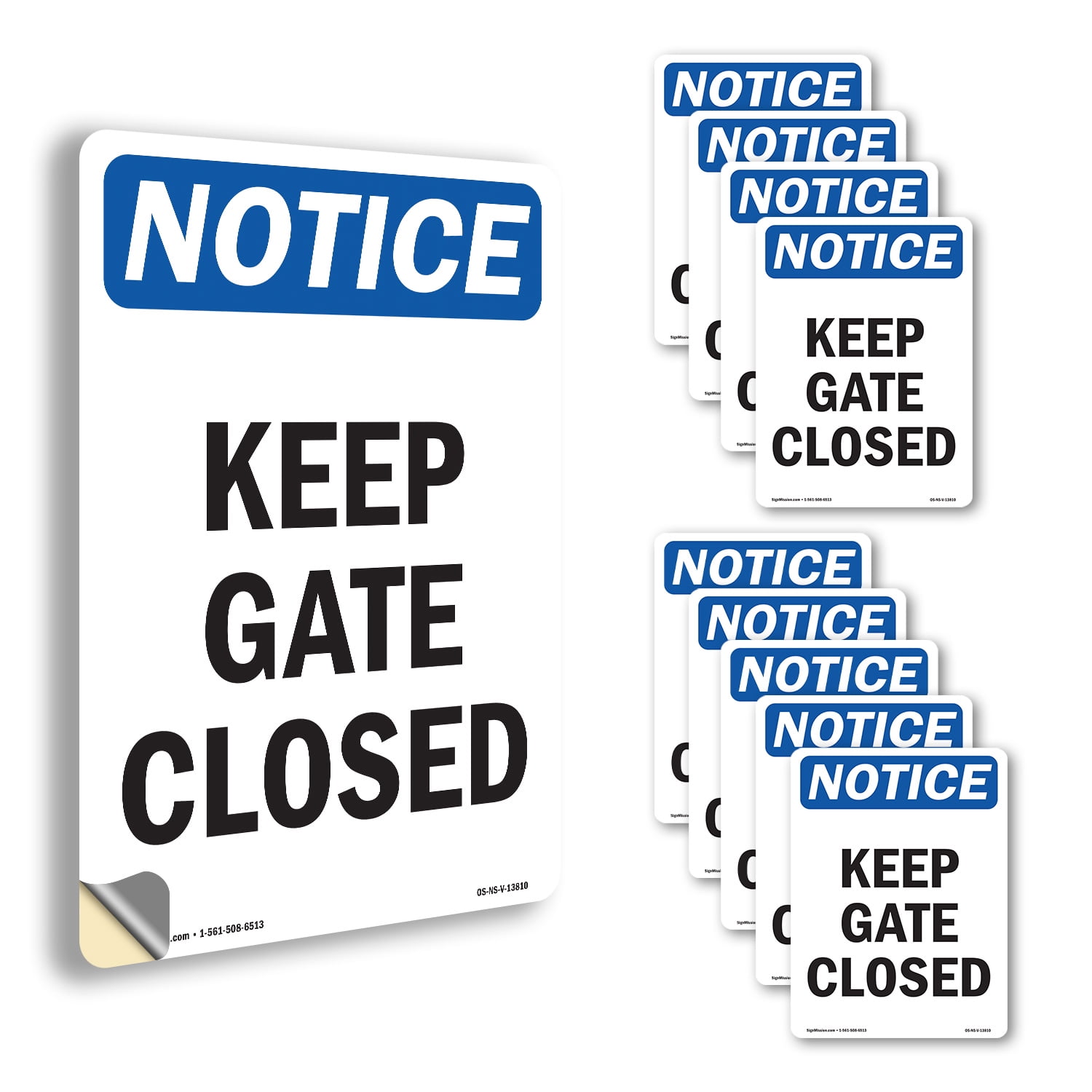 Keep Gate Closed OSHA Notice Vinyl Decal Label 24 Inch x 18 Inch - 10 ...