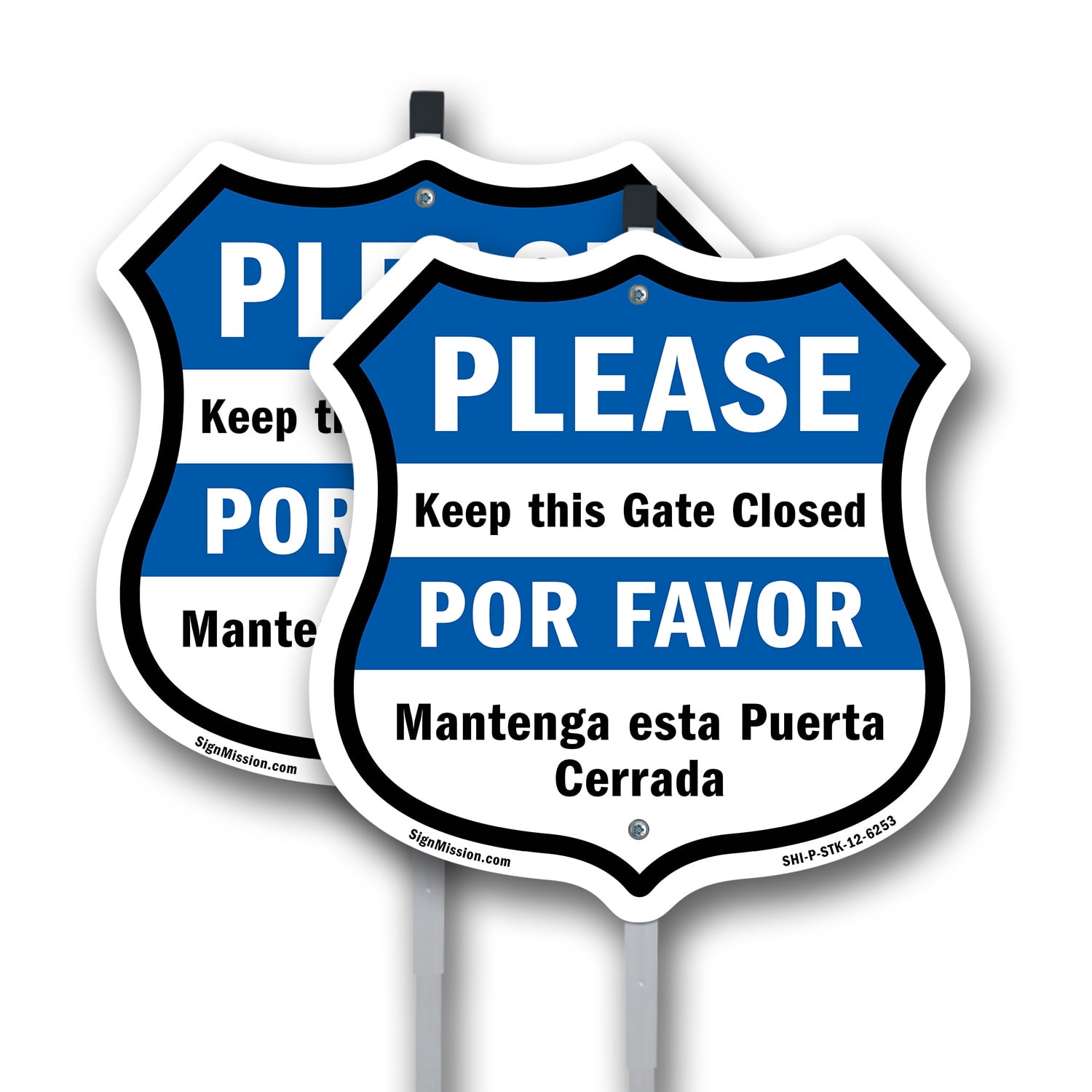 Keep Gate Closed Sign Bilingual English / Spanish (2 Pack) 12 inch X 12 ...