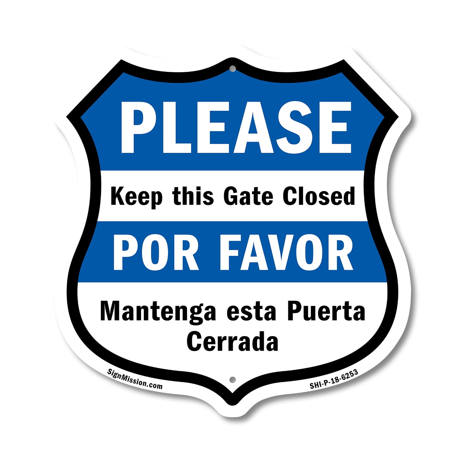 Keep Gate Closed Sign Bilingual English / Spanish (5 Pack) 12 inch X 12 ...