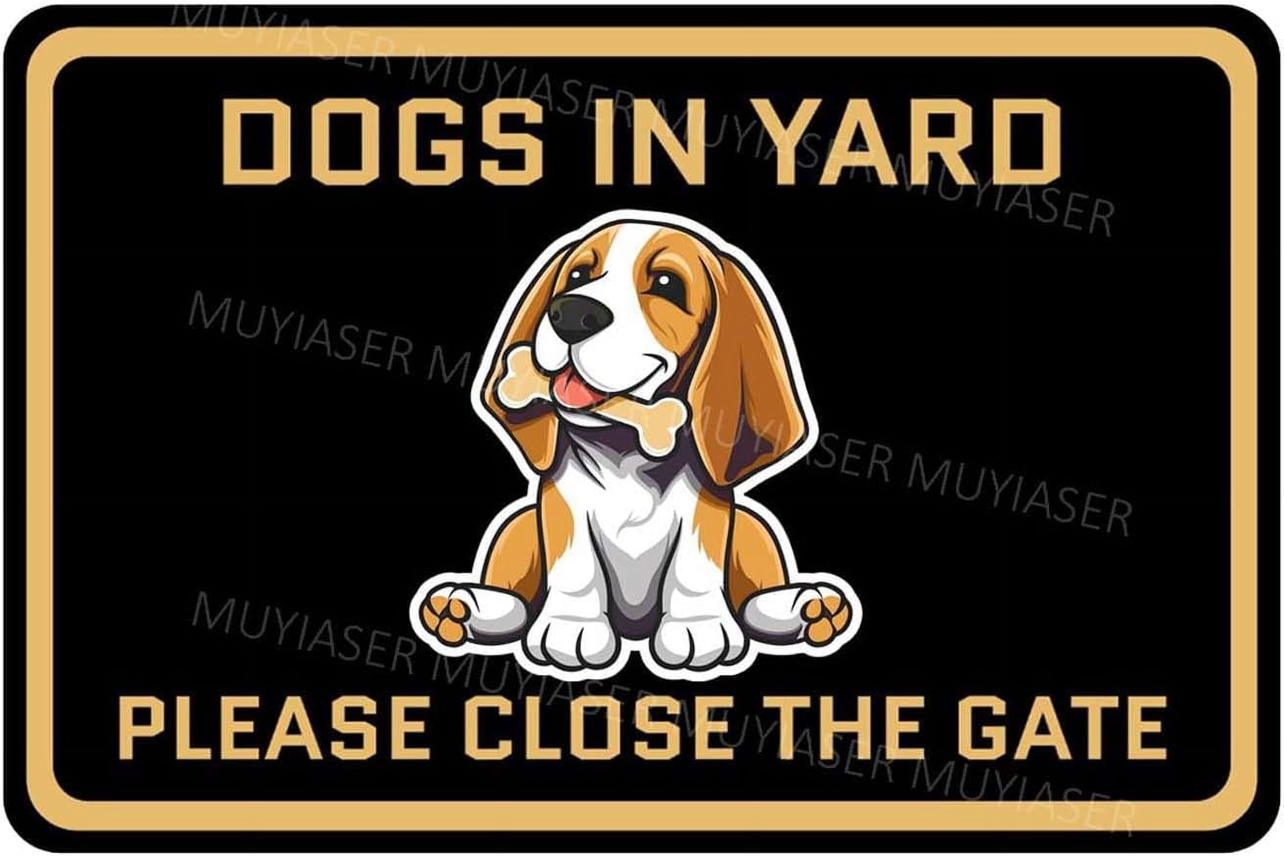 Keep Gate Closed Sign Dogs Beagle Dogs In Yard Metal Tin Signs Door Sign Warning Metal Tin Sign ...