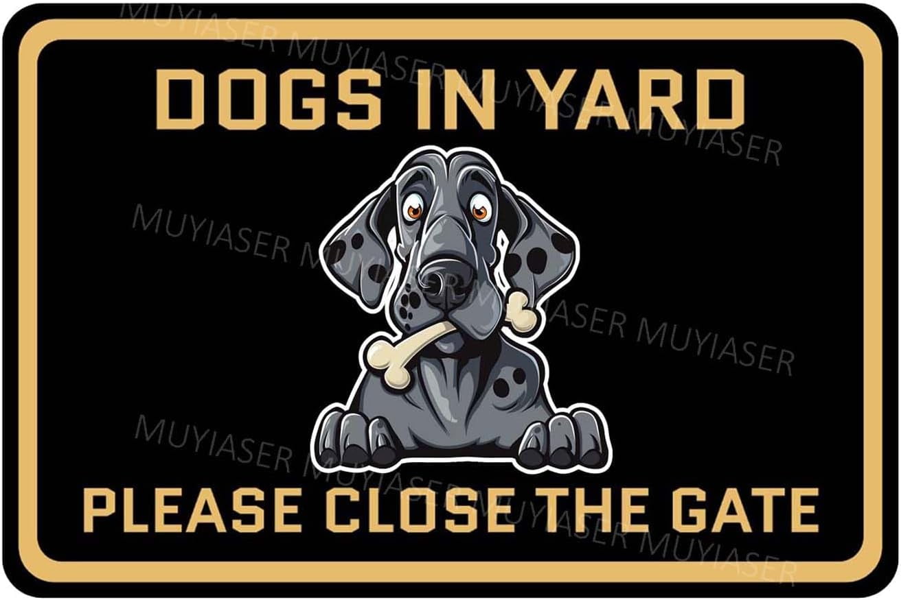 Keep Gate Closed Sign Dogs Great Dane Dogs In Yard Aluminum Metal Tin ...
