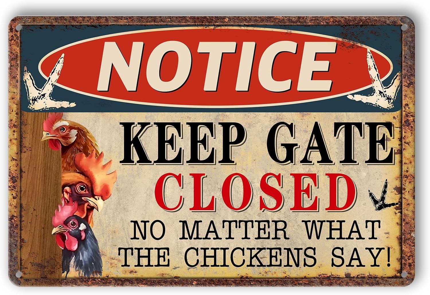 Keep Gate Closed Signs - Funny Chicken Accessories for Coops - Metal ...