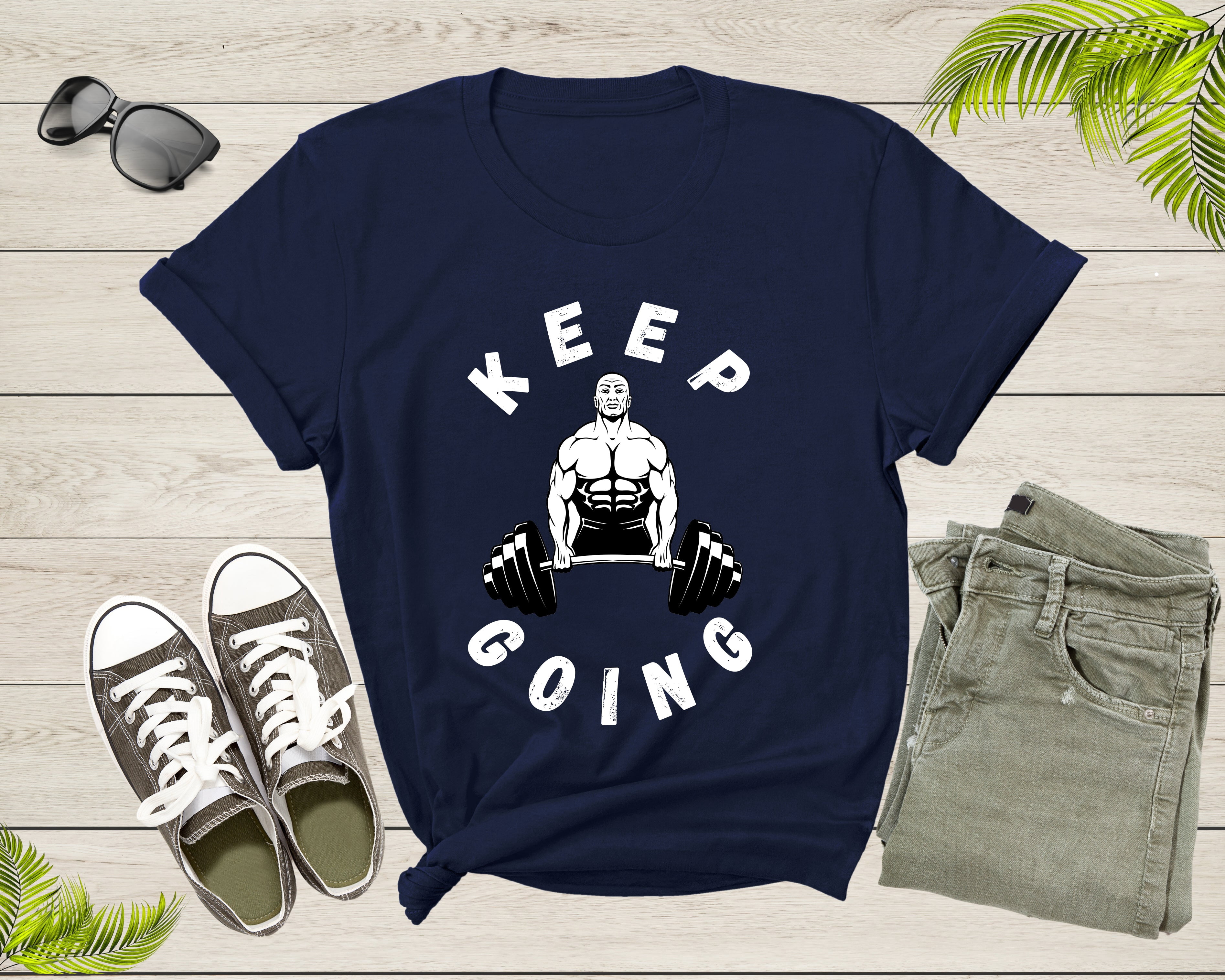 Keep Going Cool Motivational Quote Meme Weightlifter Power T-Shirt GYM ...