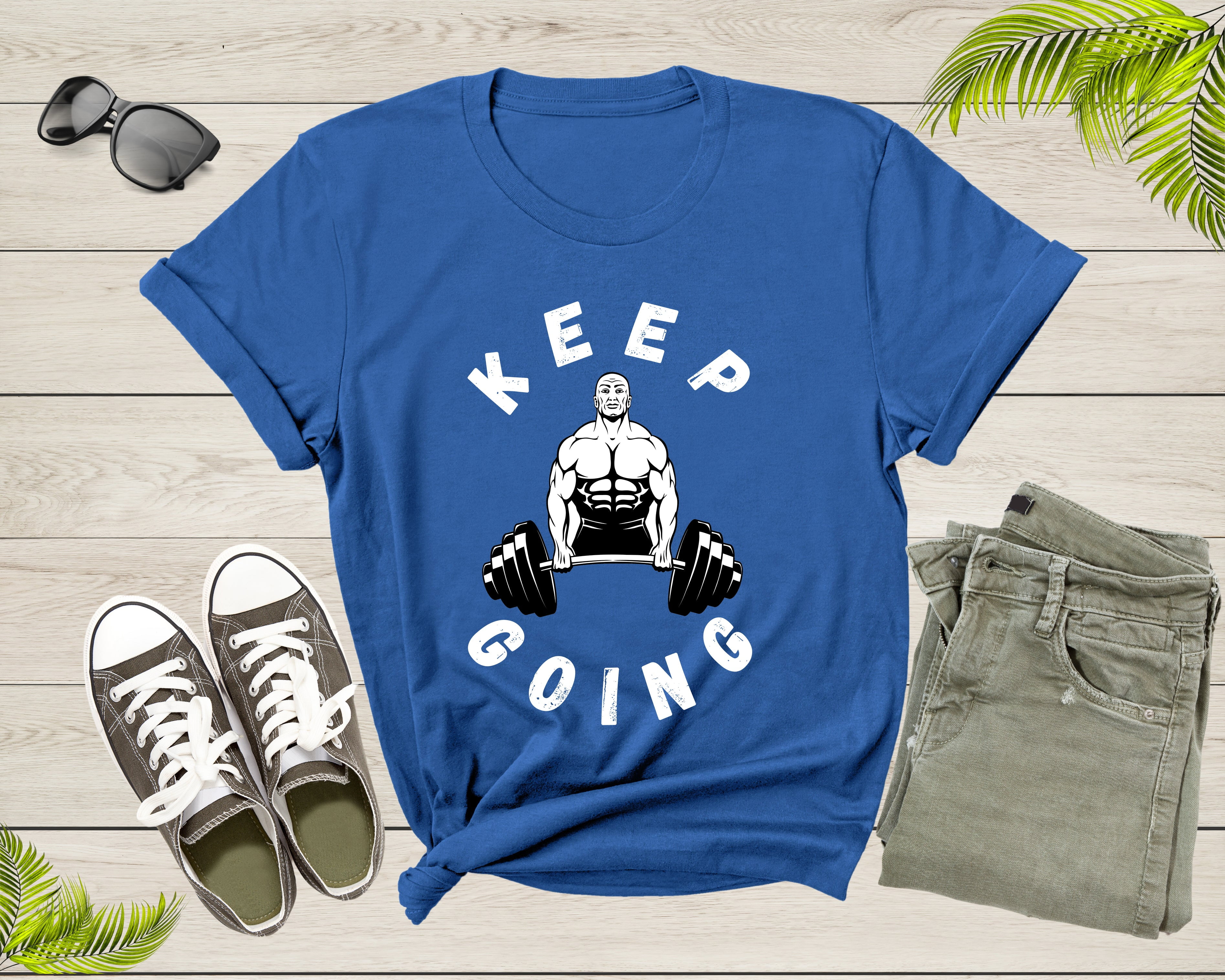 Keep Going Cool Motivational Quote Meme Weightlifter Power T-Shirt GYM ...