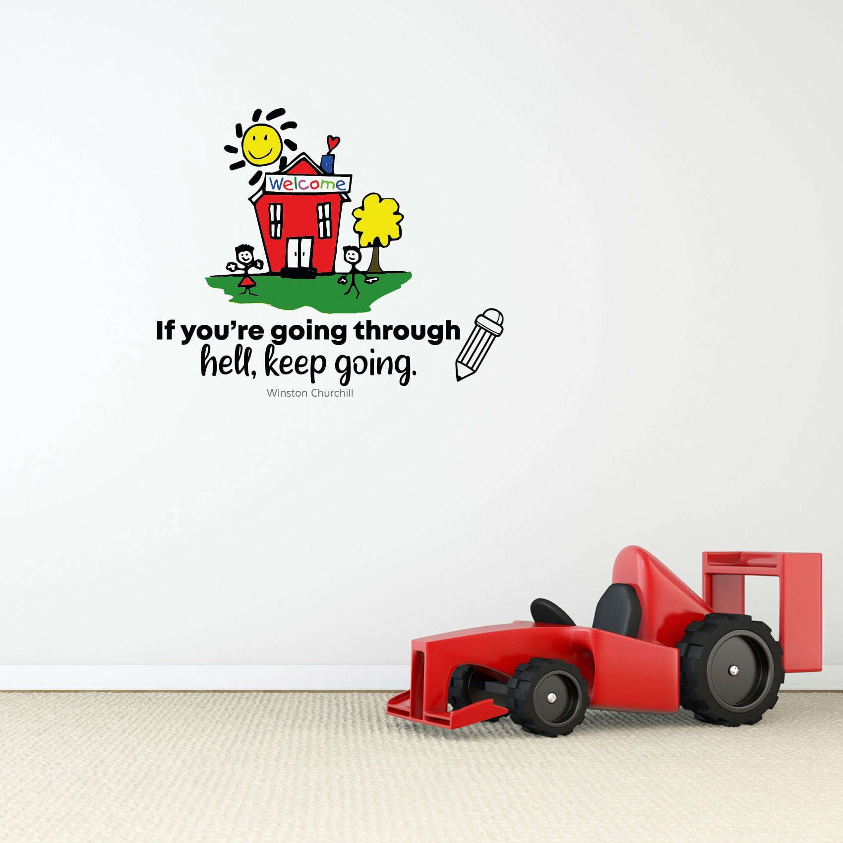 Keep Going Welcome Home Quote Cartoon Quotes Decors Wall Sticker Art ...