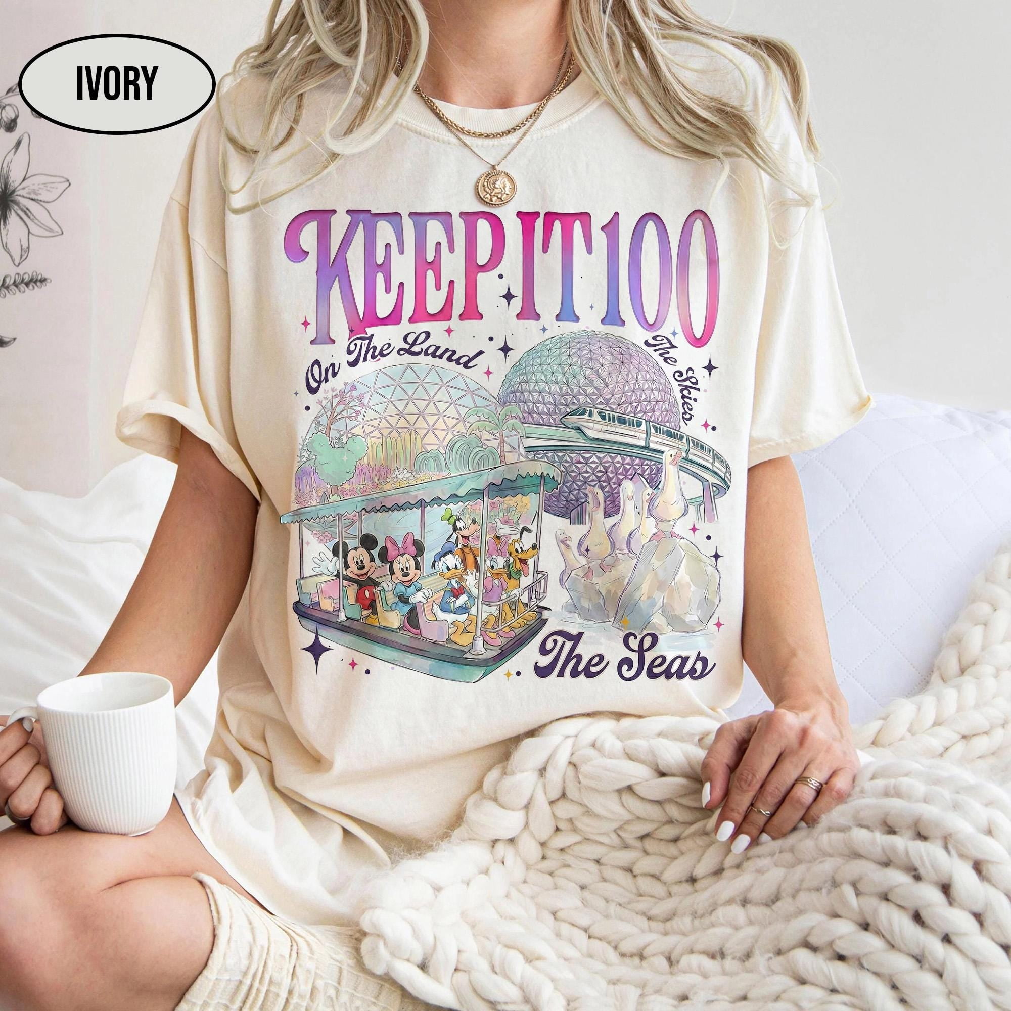 Keep It 100 On The Land The Seas The Skies Shirts, Retro Disney EPCOT ...