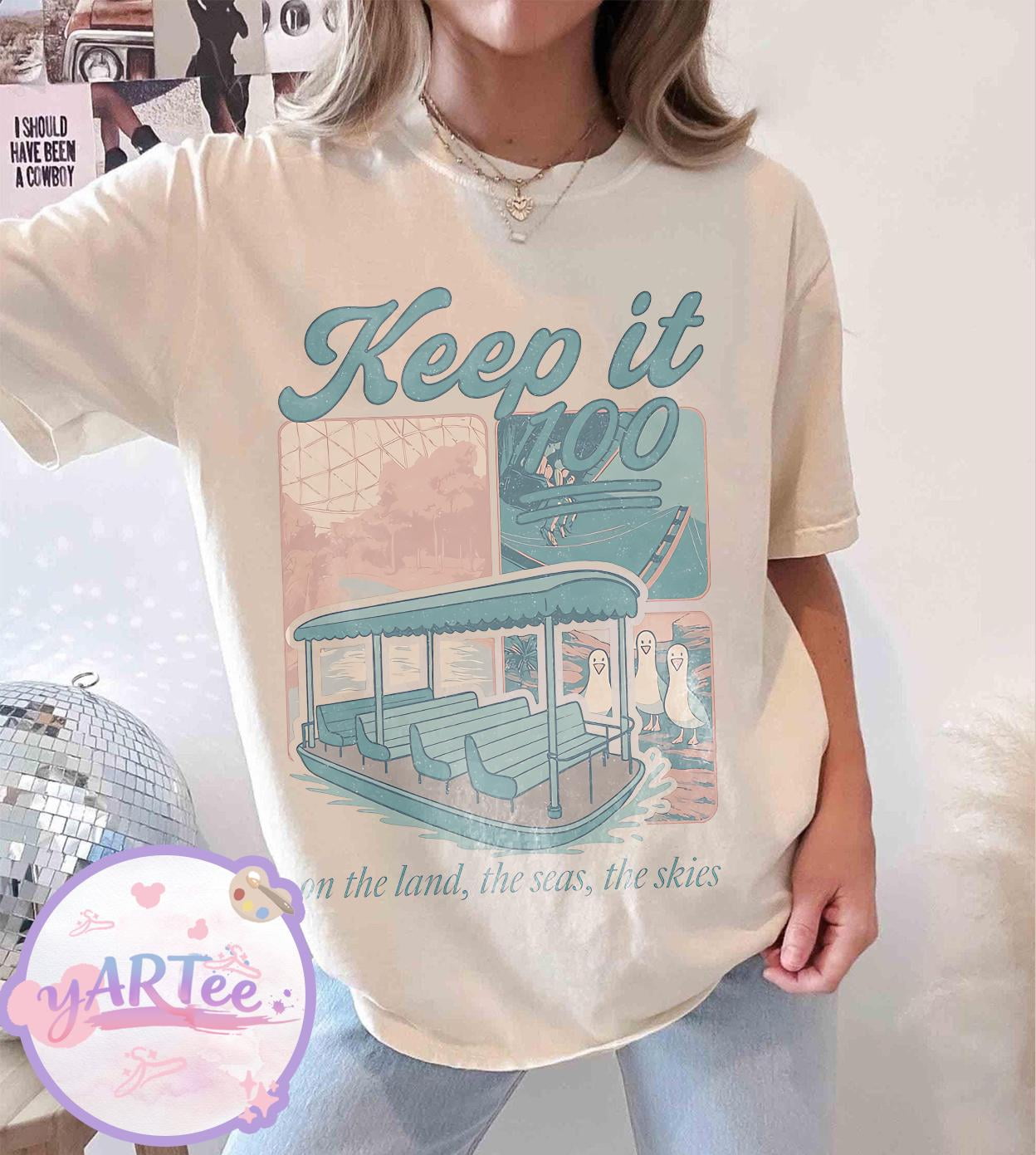 Keep It 100 On The Land The Seas The Skies T-Shirt, Boat Seagull Tee, Retro Pastel Trip Shirt ...