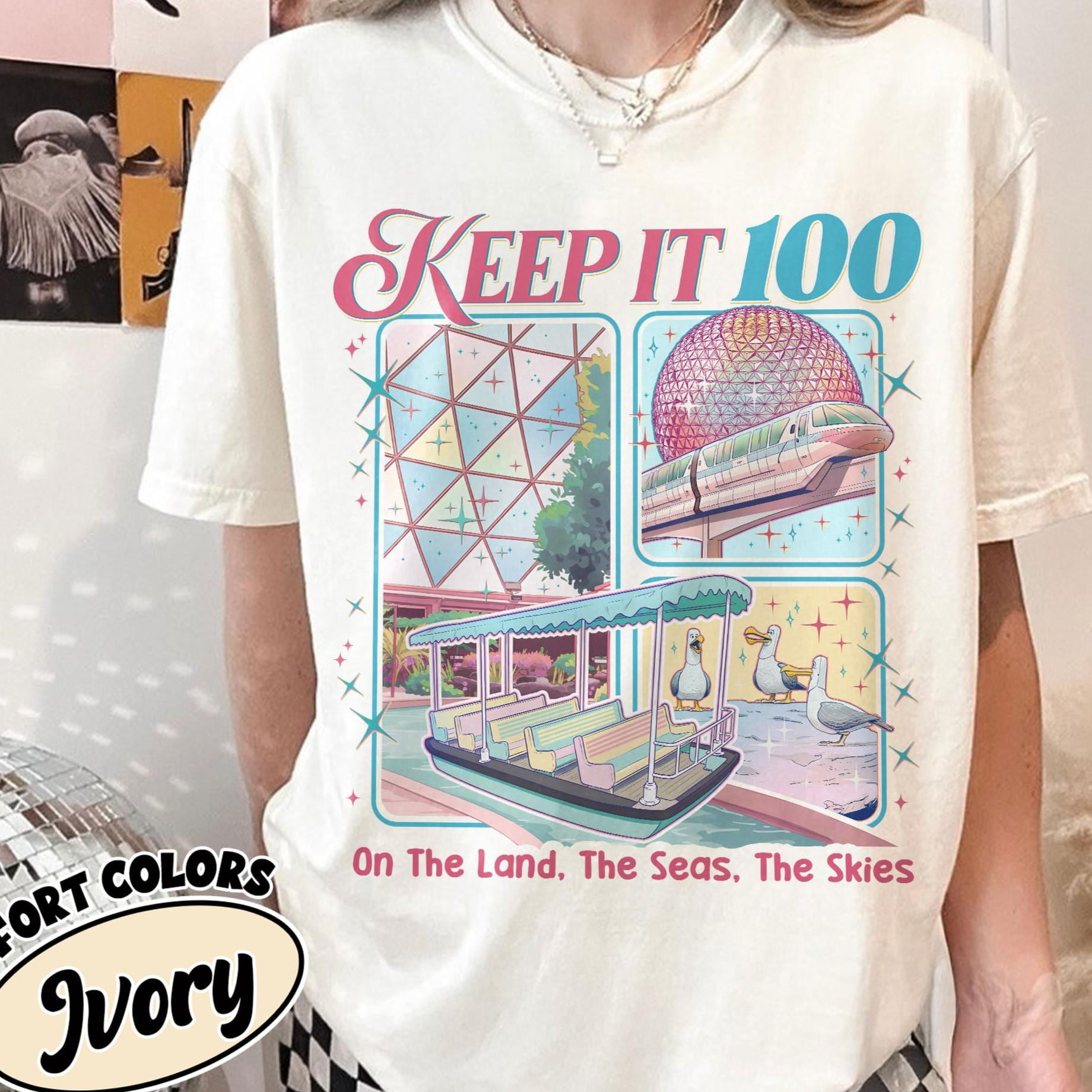 Keep It 100 Shirt, The Land The Seas The Skies WDW Tshirt, Retro Magic ...