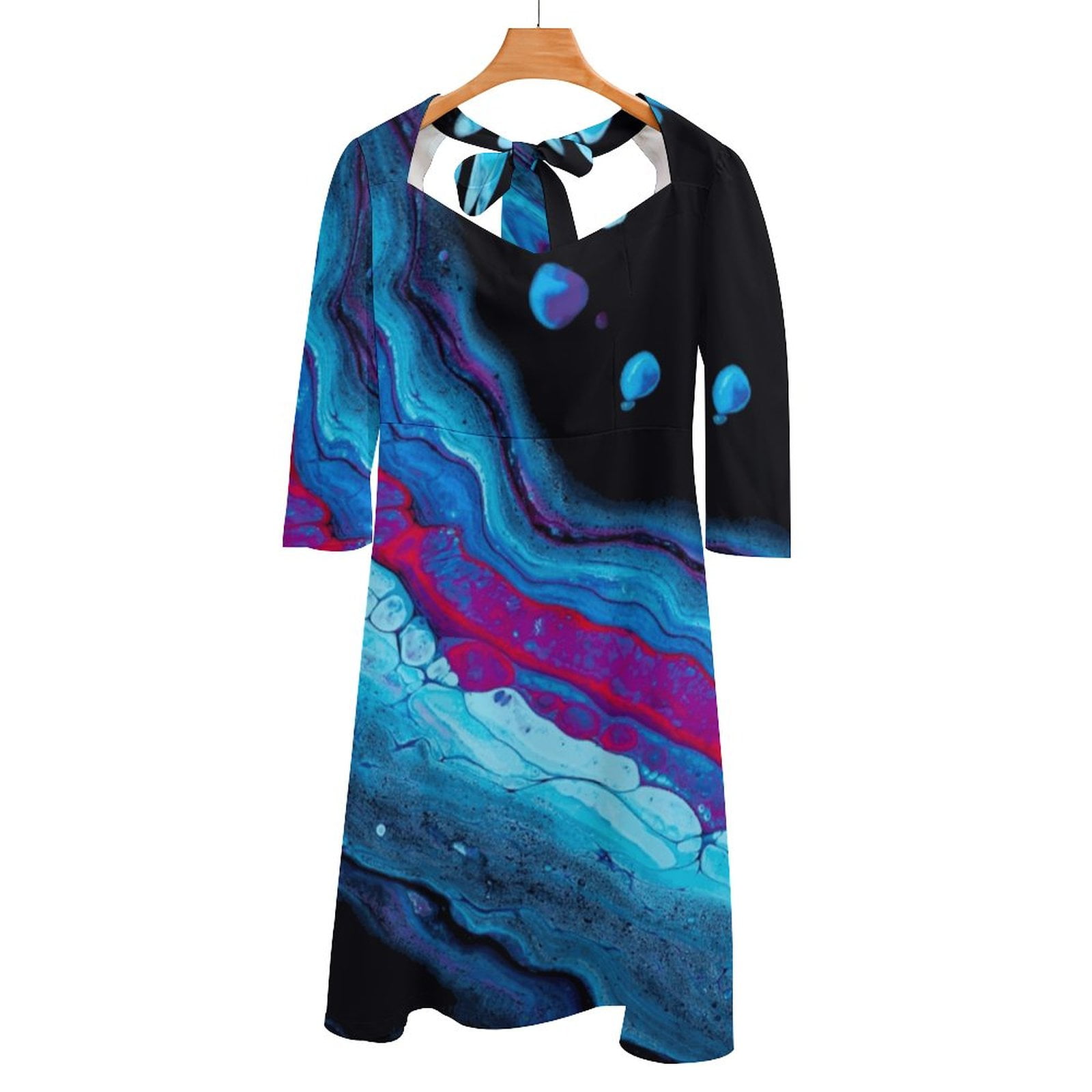 Keep It Together Square Neck Dress Back Lacing Backless Dress Elegant ...