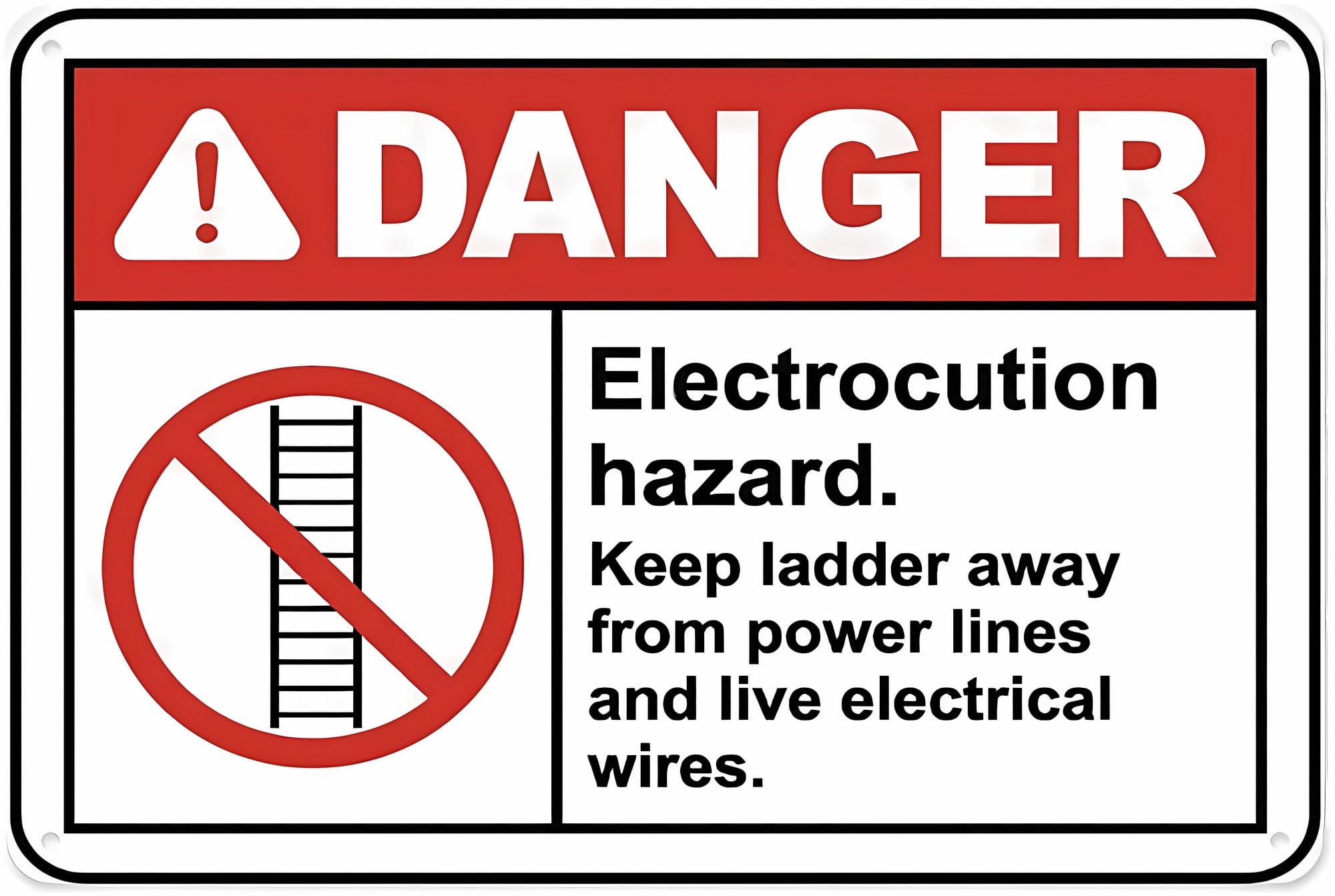 Keep Ladder Away from Power Lines Sign - 8"x12" Vintage Metal Warning ...