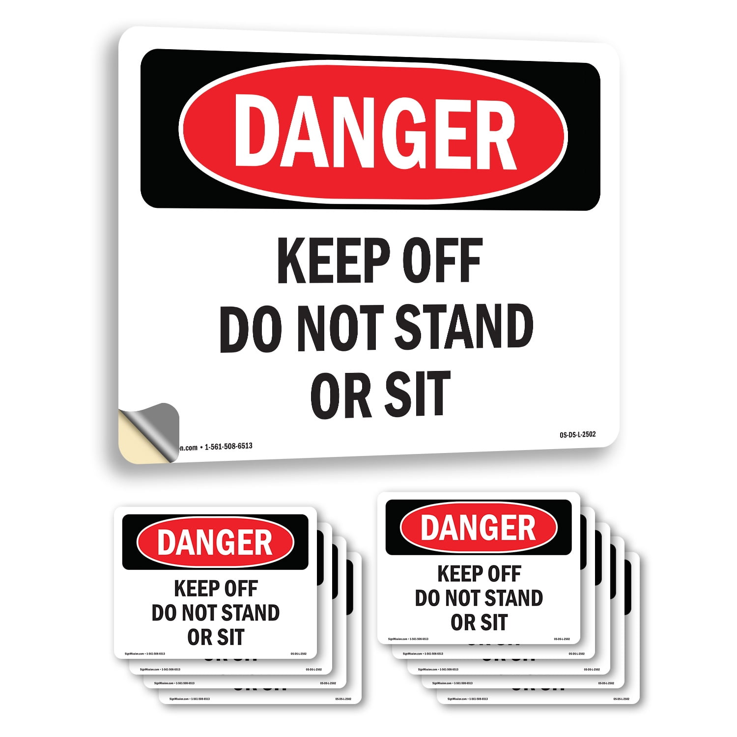 Keep Off Do Not Stand Or Sit OSHA Danger Vinyl Decal Label 5 Inch x 3.5 ...