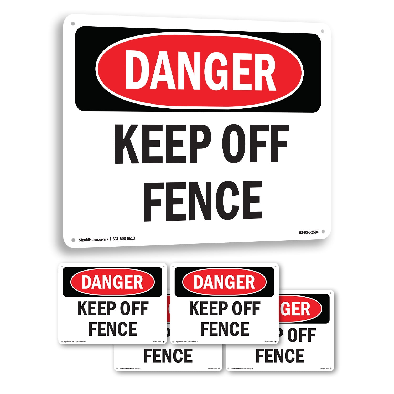 Keep Off Fence OSHA Danger Rigid Plastic Sign 10 Inch x 7 Inch - 5 Pack ...