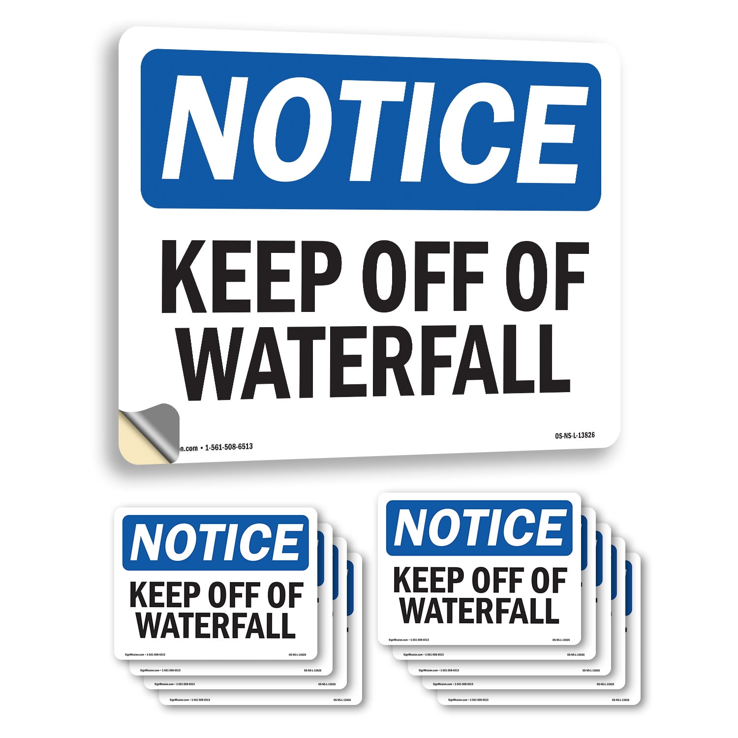 Keep Off Of Waterfall OSHA Notice Vinyl Decal Label 18 Inch x 12 Inch ...