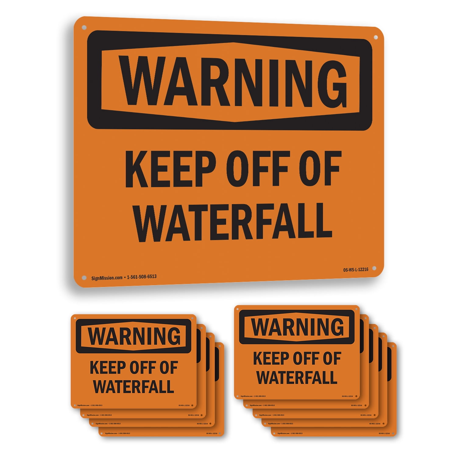 Keep Off Of Waterfall OSHA WARNING Rigid Plastic Sign 10 Inch x 7 Inch ...