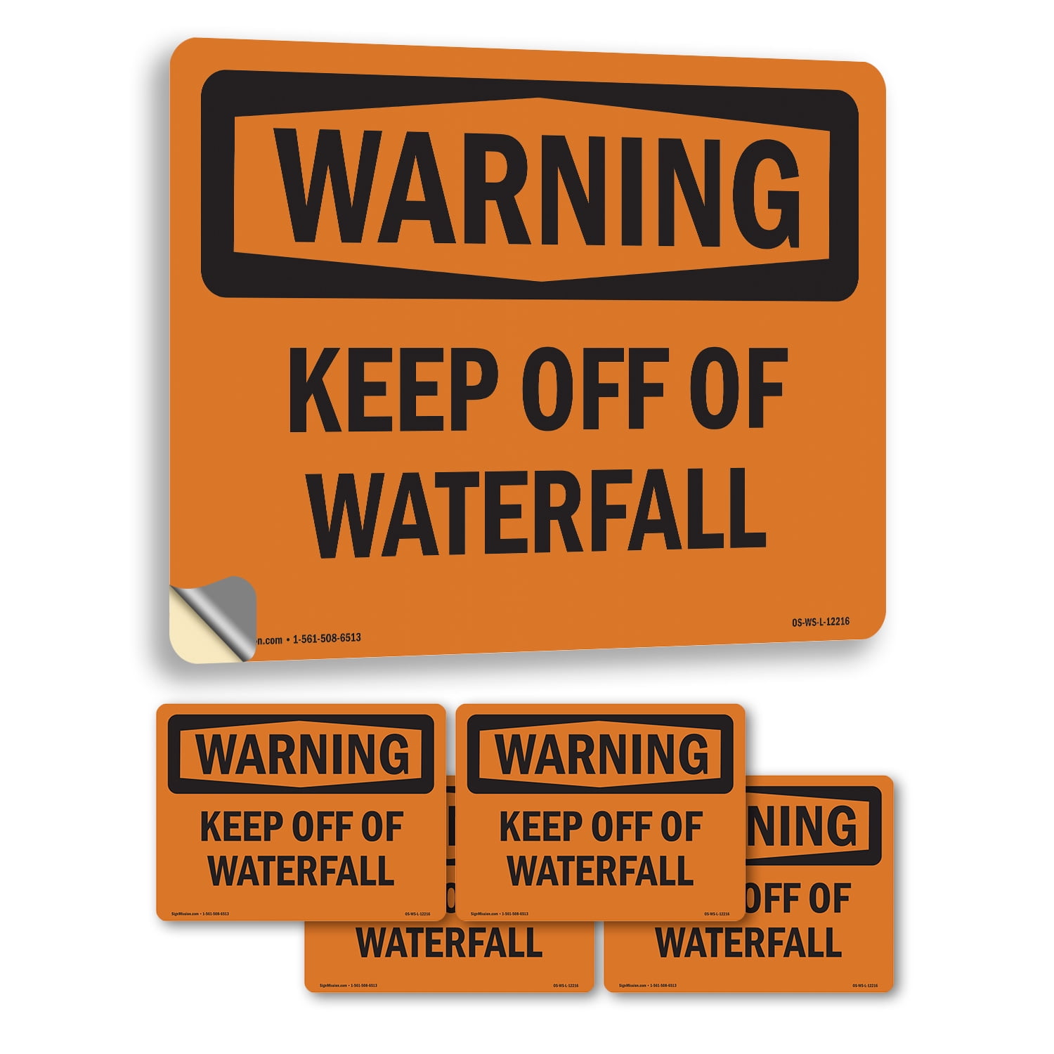 Keep Off Of Waterfall OSHA WARNING Vinyl Decal Label 18 Inch x 12 Inch ...