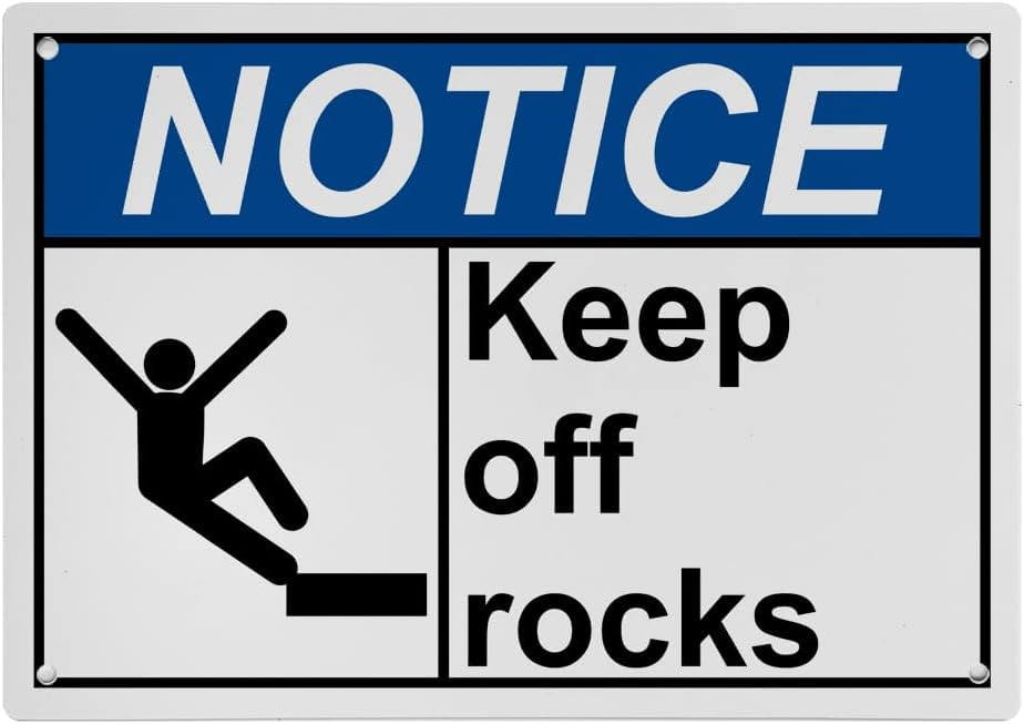 Keep Off Rocks Sign, Industrial Danger Warning Sign 8"x12" UV Resistant ...