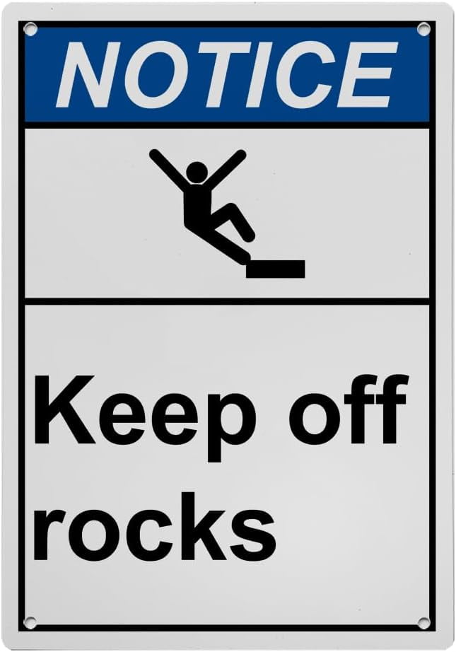 Keep Off Rocks Sign, Industrial Safety Warning Sign 8"x12" - UV ...