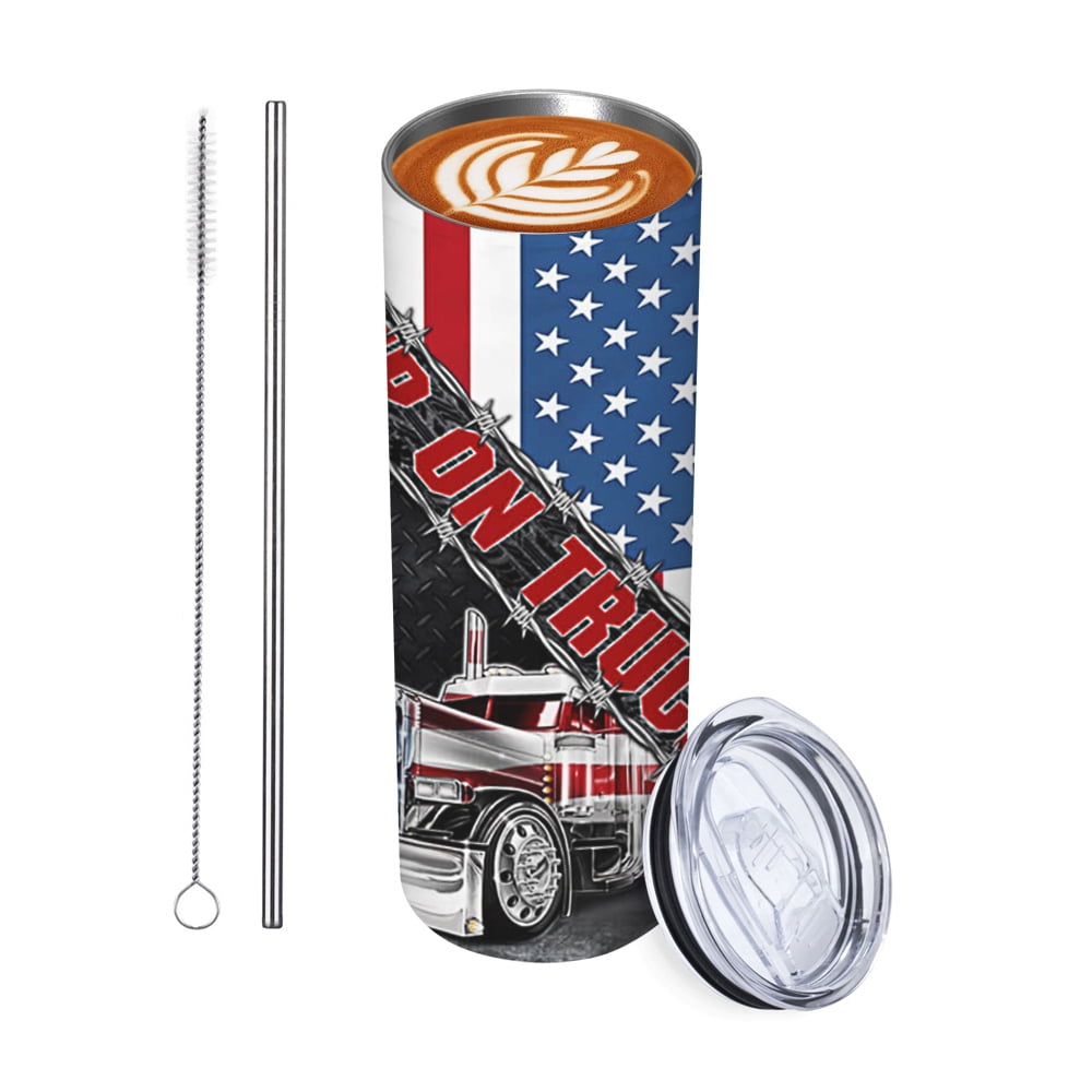 Keep On Truckin American Flag Patriotism Truck 20oz Coffee Mug Cup ...
