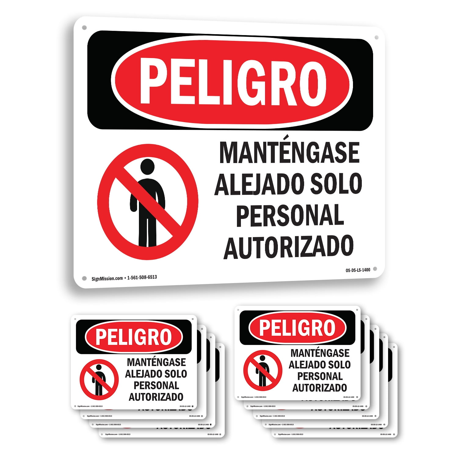 Keep Out Authorized Personnel Only Spanish OSHA Danger Rigid Plastic ...