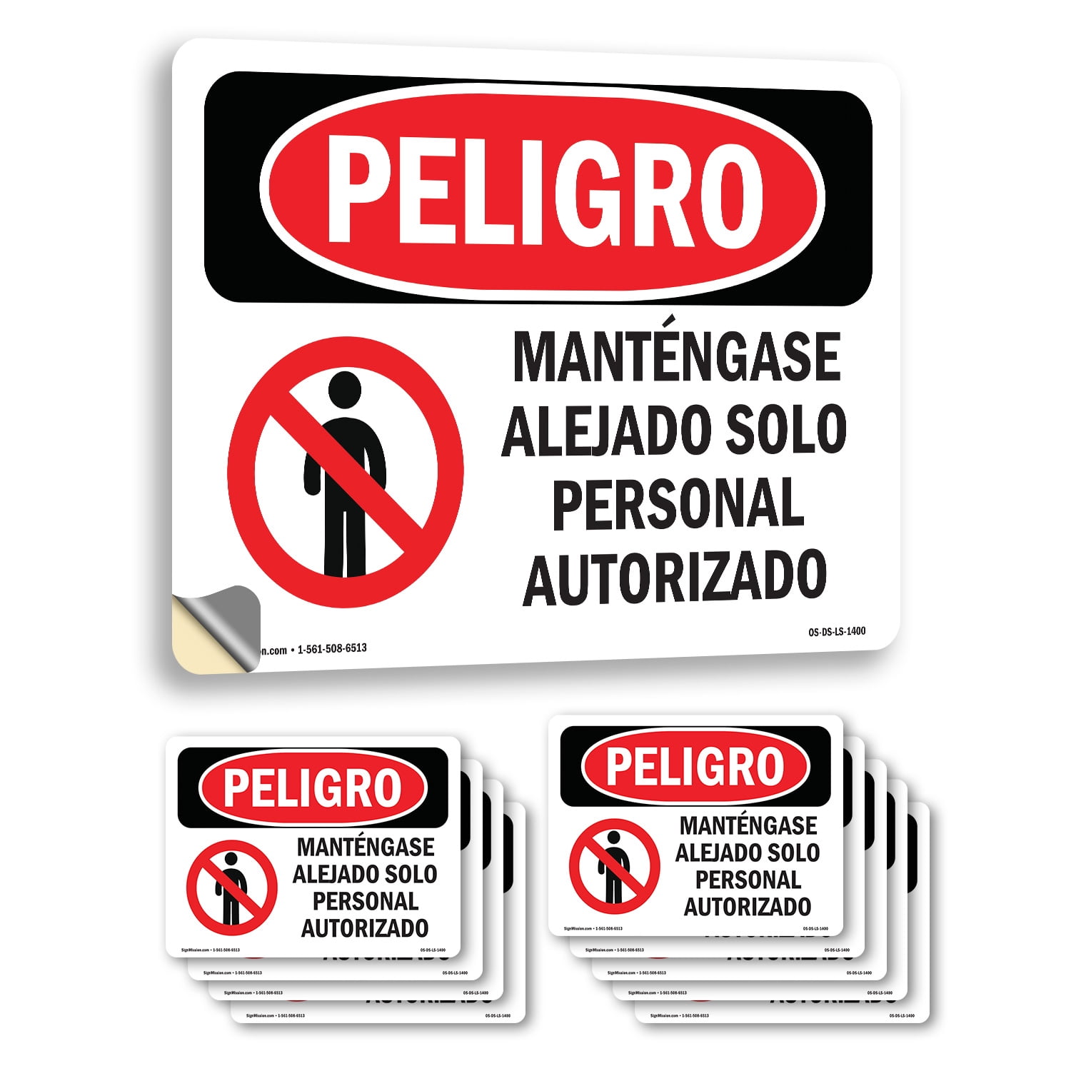 Keep Out Authorized Personnel Only Spanish OSHA Danger Vinyl Decal ...