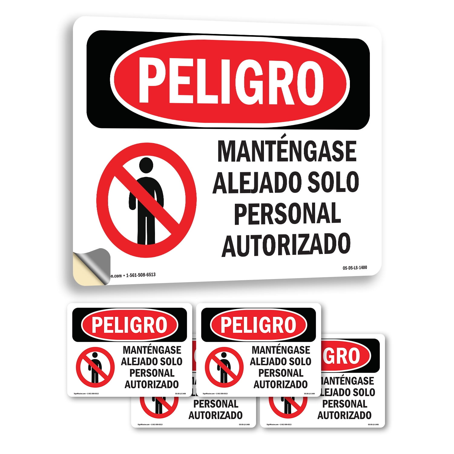 Keep Out Authorized Personnel Only Spanish OSHA Danger Vinyl Decal ...