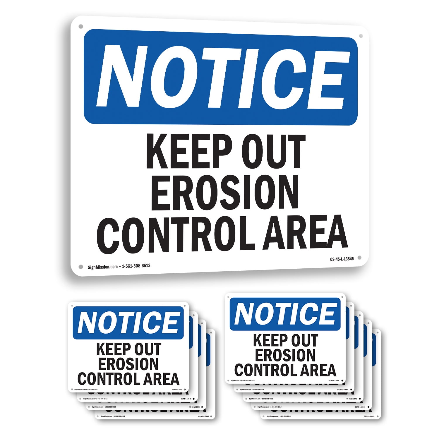 Keep Out Erosion Control Area OSHA Notice Rigid Plastic Sign 24 Inch x ...