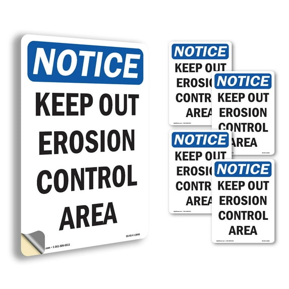 Keep Out Erosion Control Area OSHA Notice Vinyl Decal Label 10 Inch x 7 ...