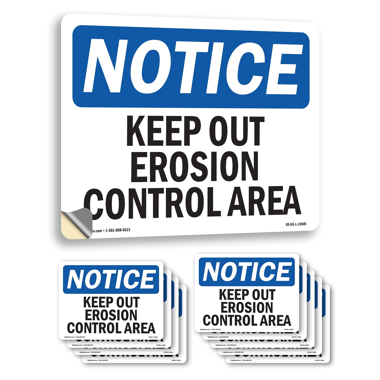 Keep Out Erosion Control Area OSHA Notice Vinyl Decal Label 7 Inch x 5 ...