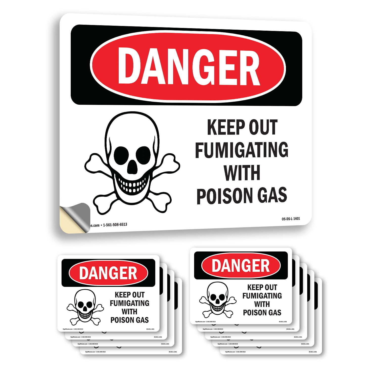 Keep Out Fumigating With Poison Gas OSHA Danger Vinyl Decal Label 10 ...