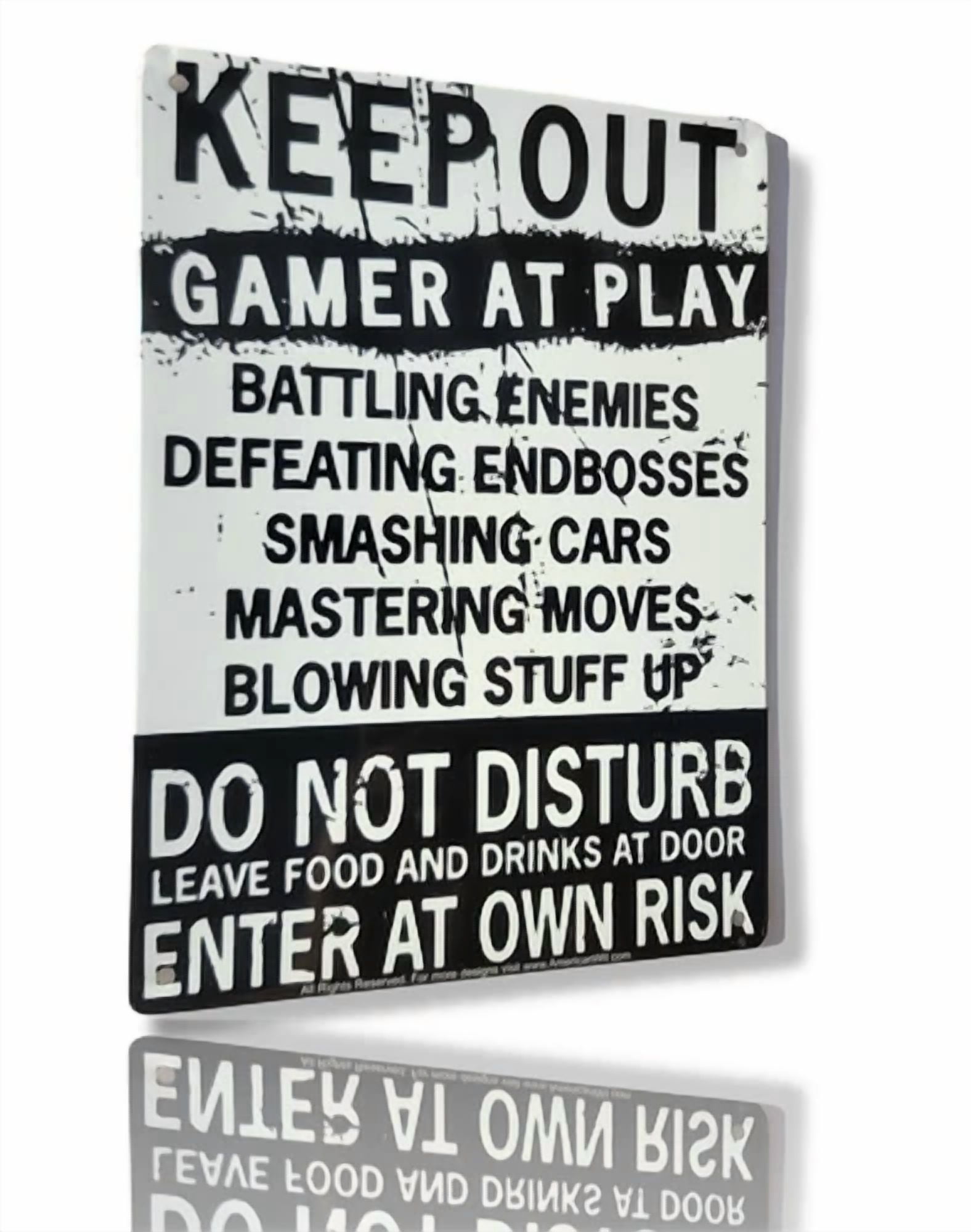 Keep Out Gamer At Play 8 X 12 Metal Tin Funny Bar Sign Do Not Disturb ...