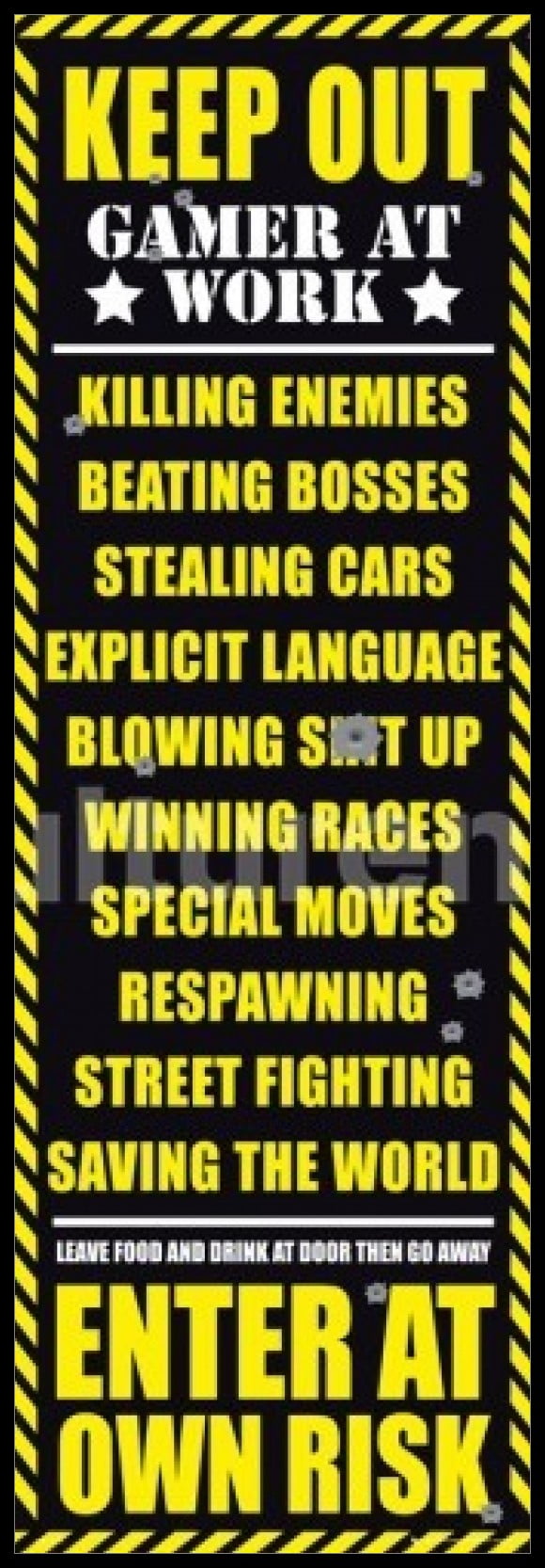 Keep Out Gamer At Work - Door Laminated & Framed Poster (62 X 21 ...