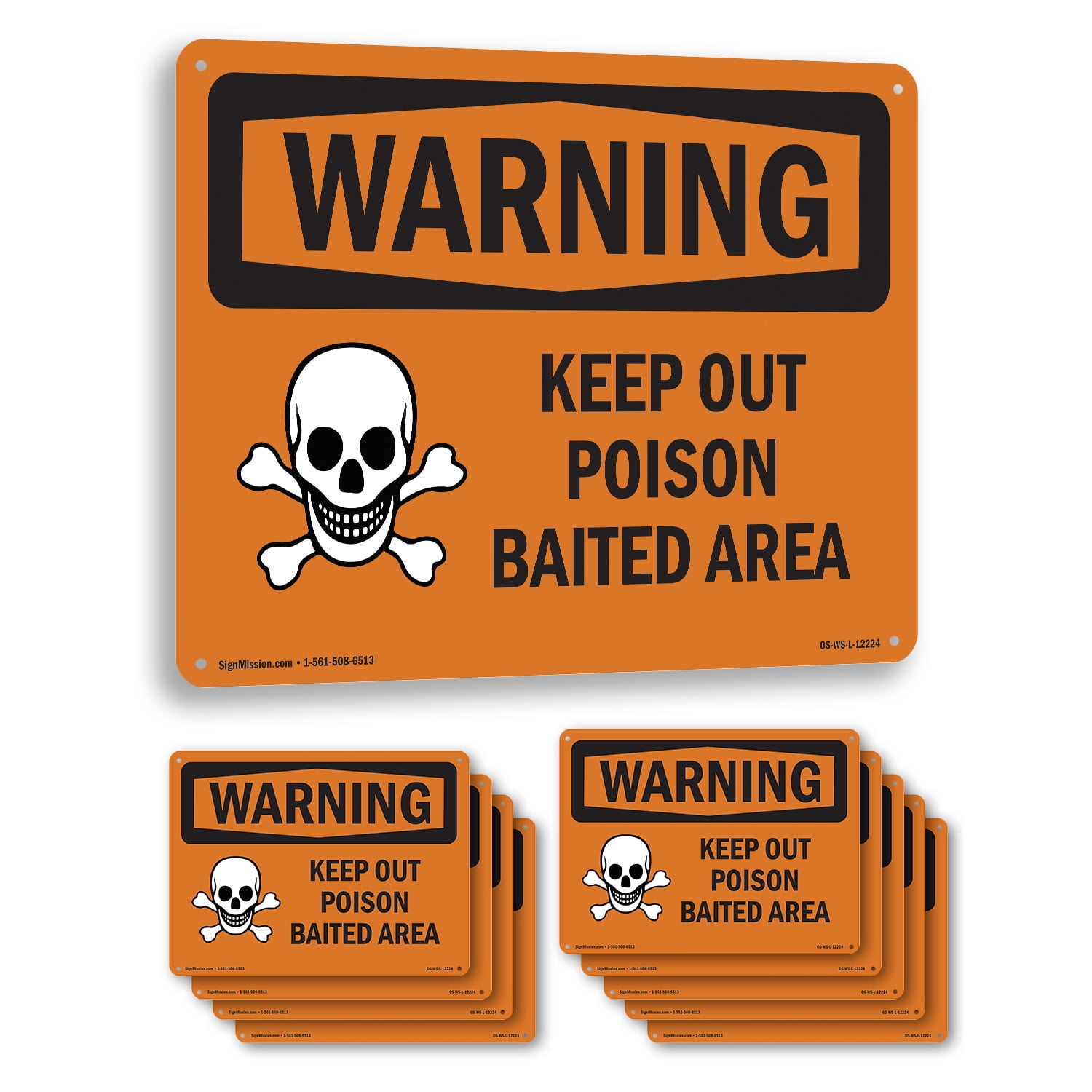 Keep Out Poison Baited Area OSHA WARNING Rigid Plastic Sign 24 Inch x ...