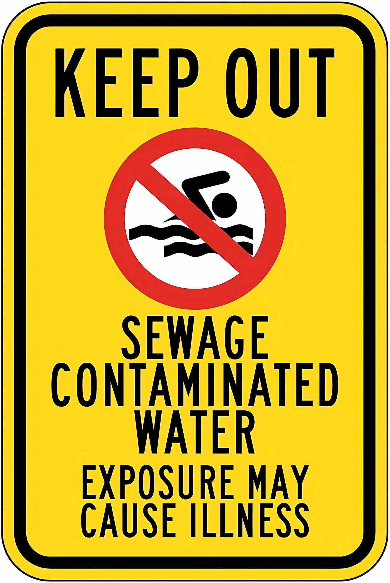 Keep Out Sewage Contaminated Water Sign (D2) - 8"x12" Safety Warning ...