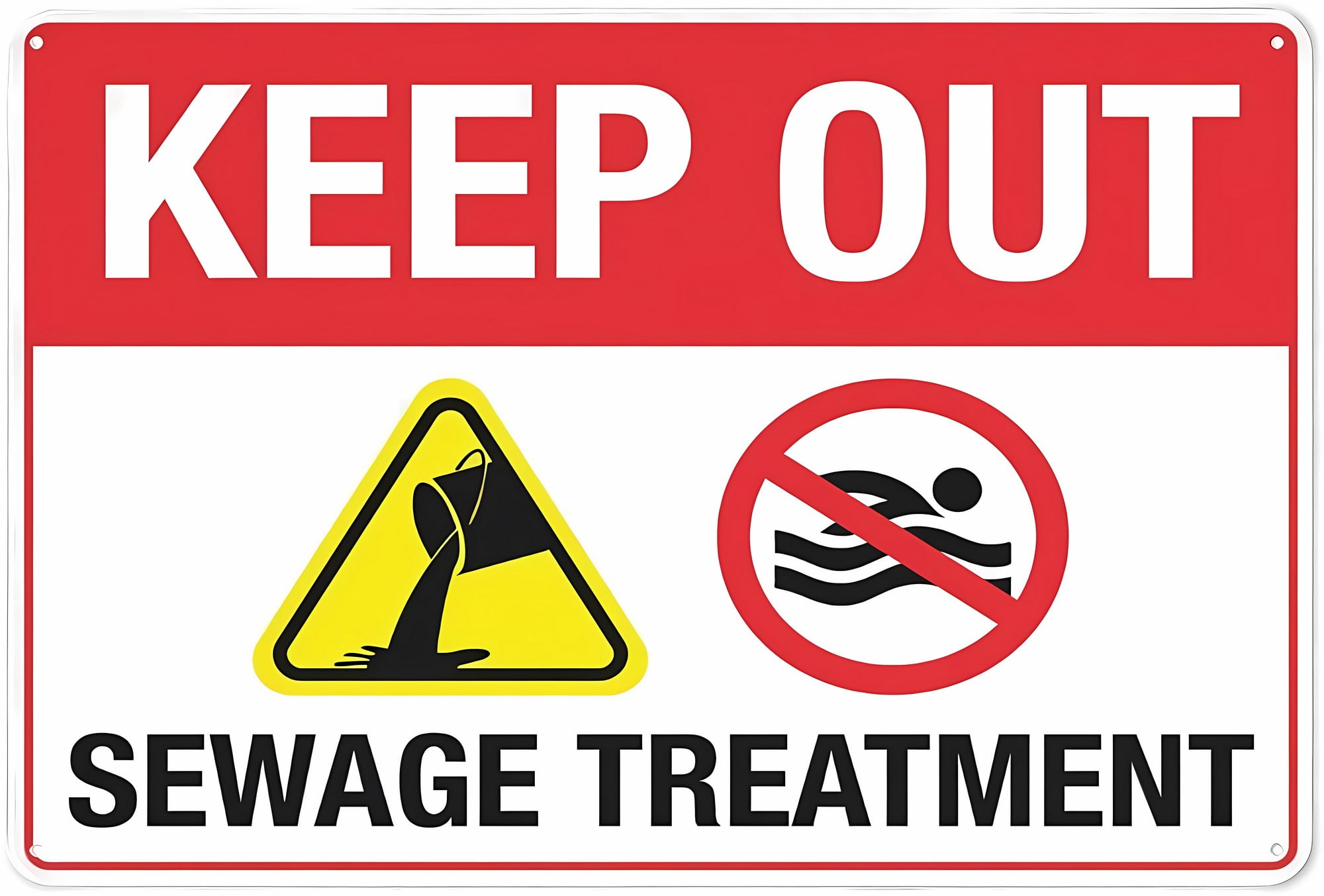 Keep Out Sewage Treatment Warning Sign - 8"x12" Reflective Aluminum ...