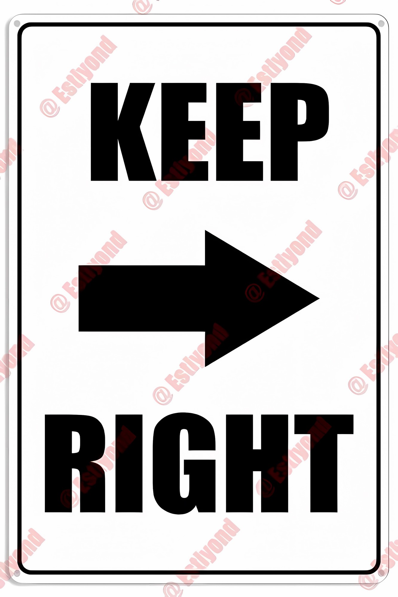 Keep Right Arrow Caution Aluminum Metal Sign - 8"x12", Warning Decor ...