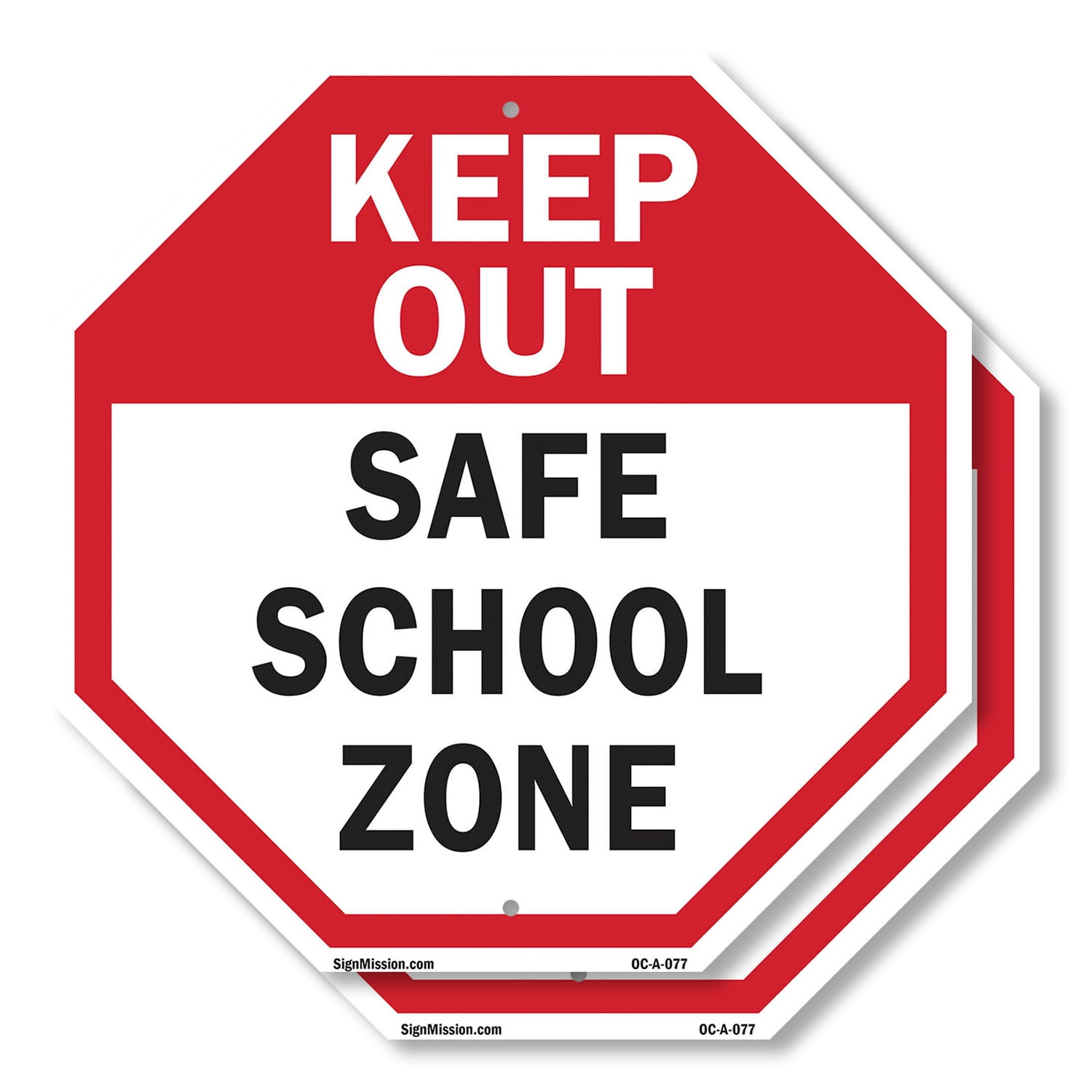 Keep Out Safe School Zone (2 Pack) 10 inch X 10 inch Octagon Plastic ...