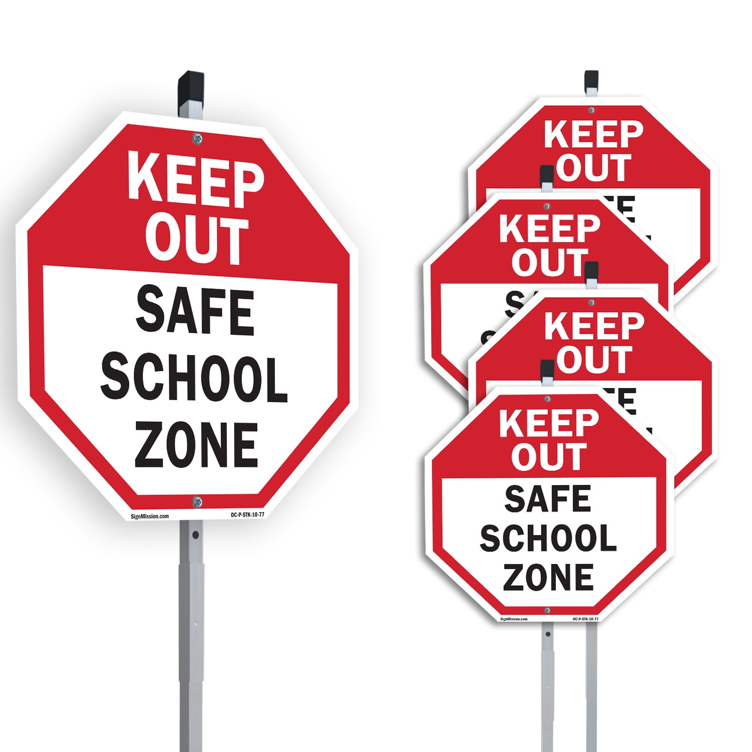 Keep Out Safe School Zone (5 Pack) 10 inch X 10 inch Octagon Plastic ...
