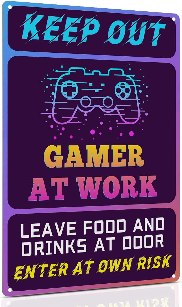 Keep Out Signs for Bedroom Door -8"x12" Retro Futuristic Metal Sign for ...