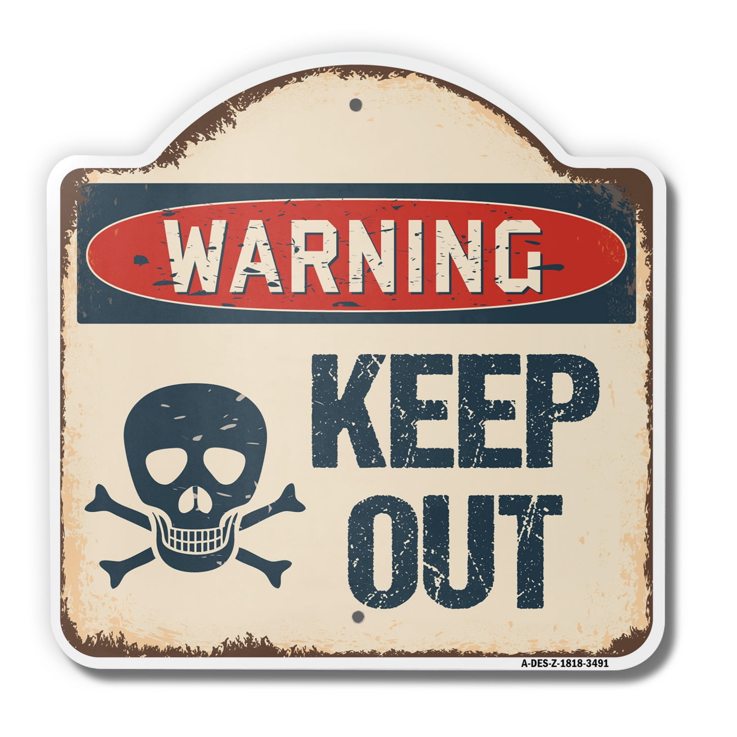 Keep Out With Skull & Crossbones 18" X 18" Heavy-Gauge Aluminum ...