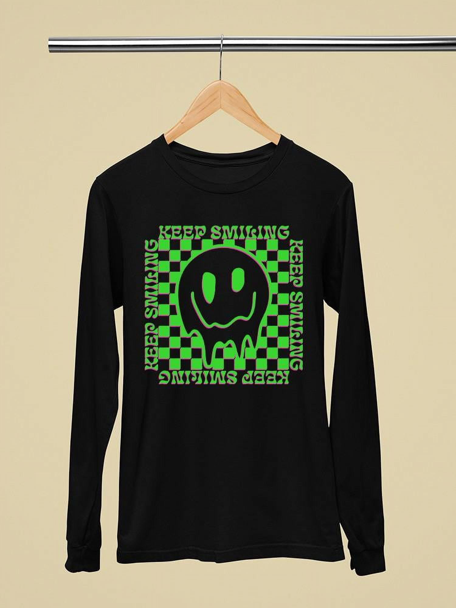 Keep Smiling Drip Face Long Sleeve Women's -SelectDesign Designs ...