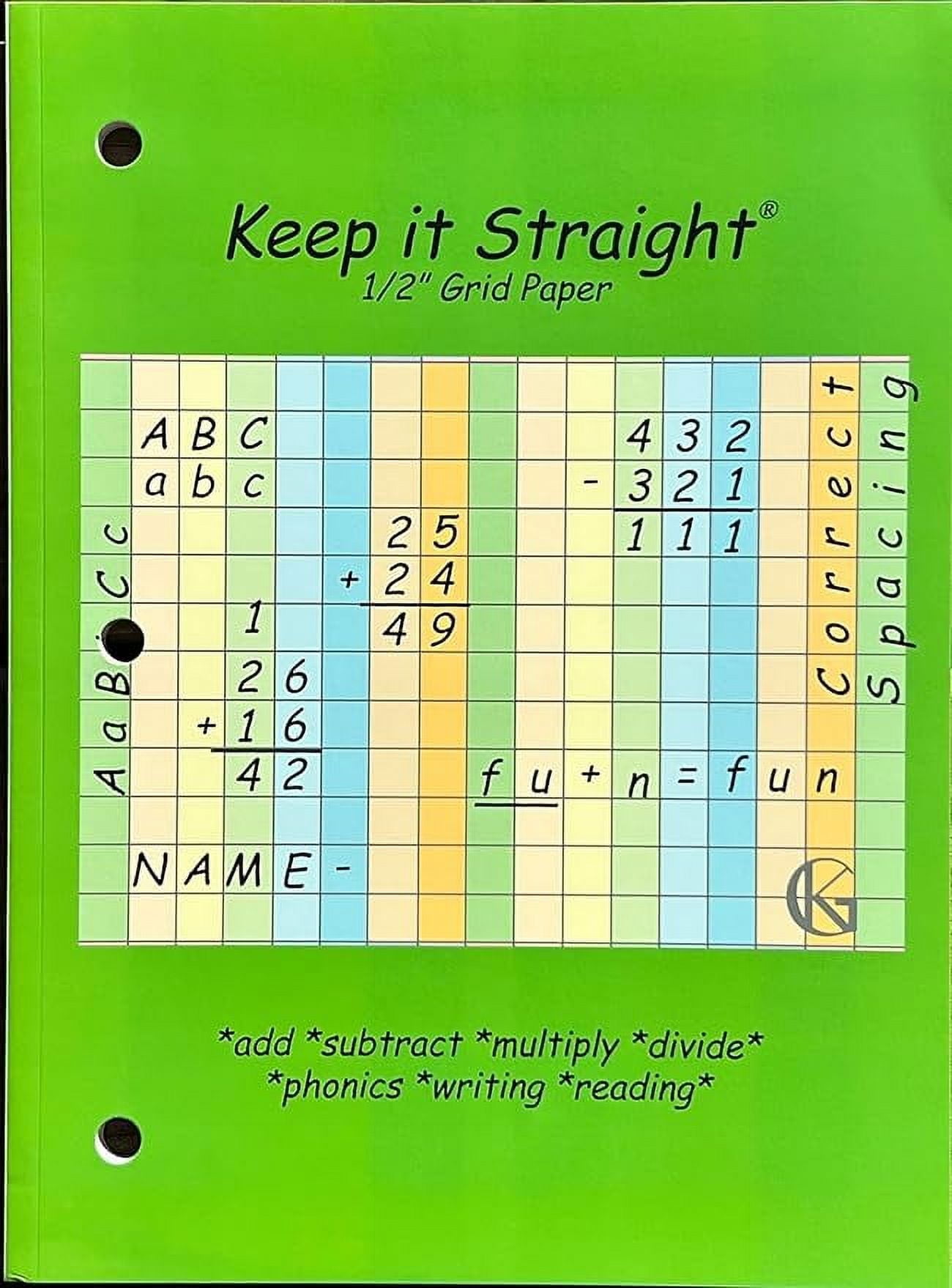Keep it Straight Grid Paper, 3 hole punch, Colored grid notebook, paper ...