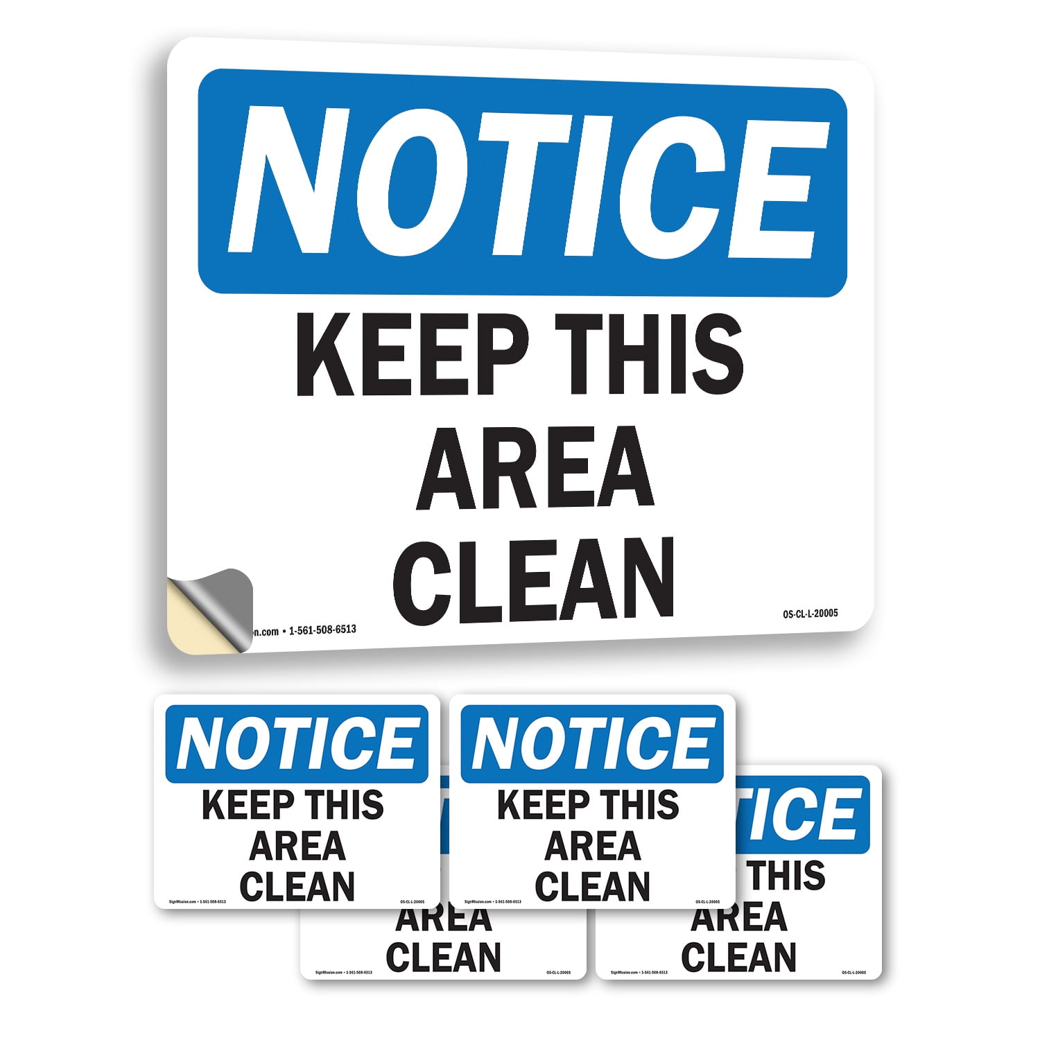 Keep This Area Clean OSHA Notice Vinyl Decal Label 18 Inch x 12 Inch ...