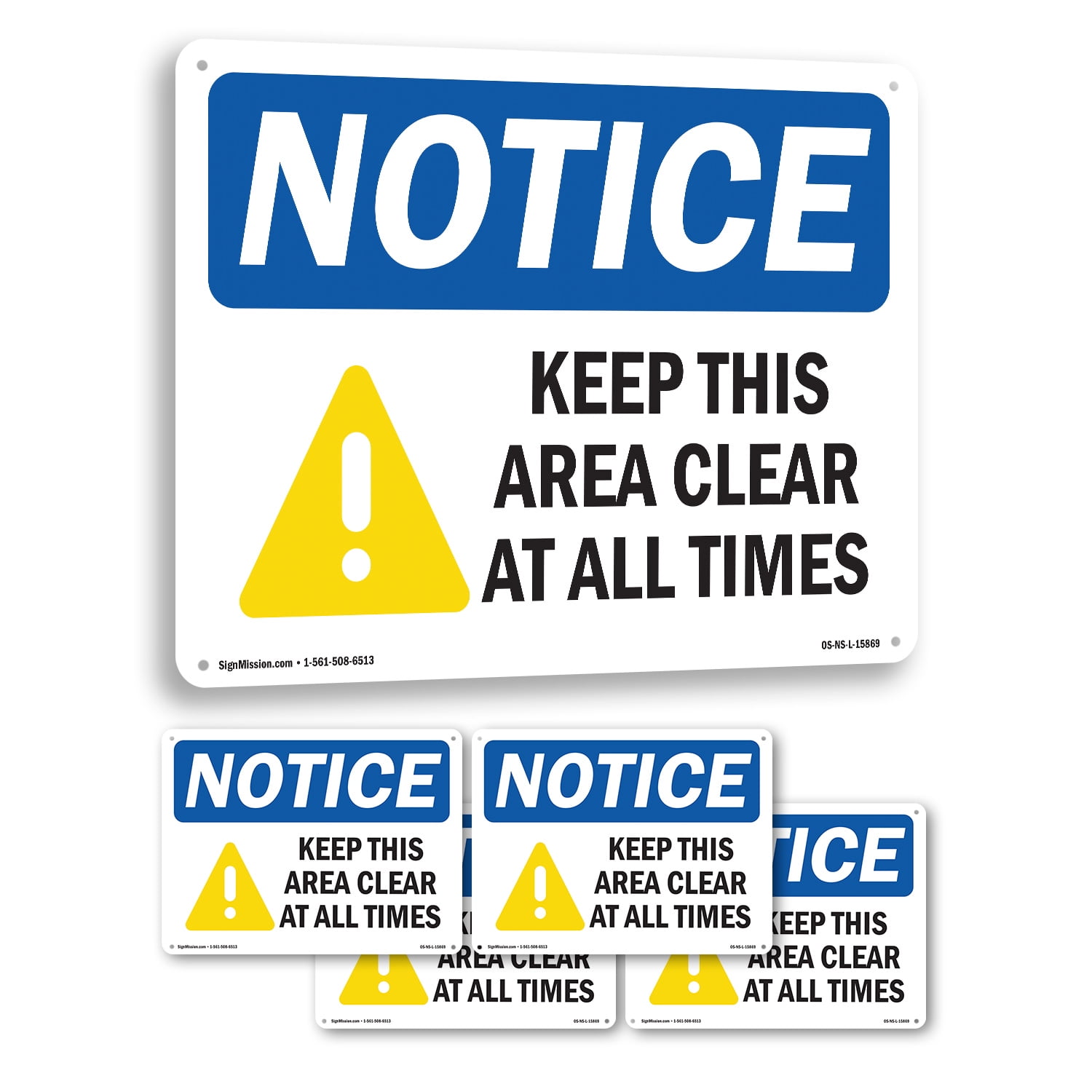 Keep This Area Clear At All Times OSHA Notice Rigid Plastic Sign 18 ...