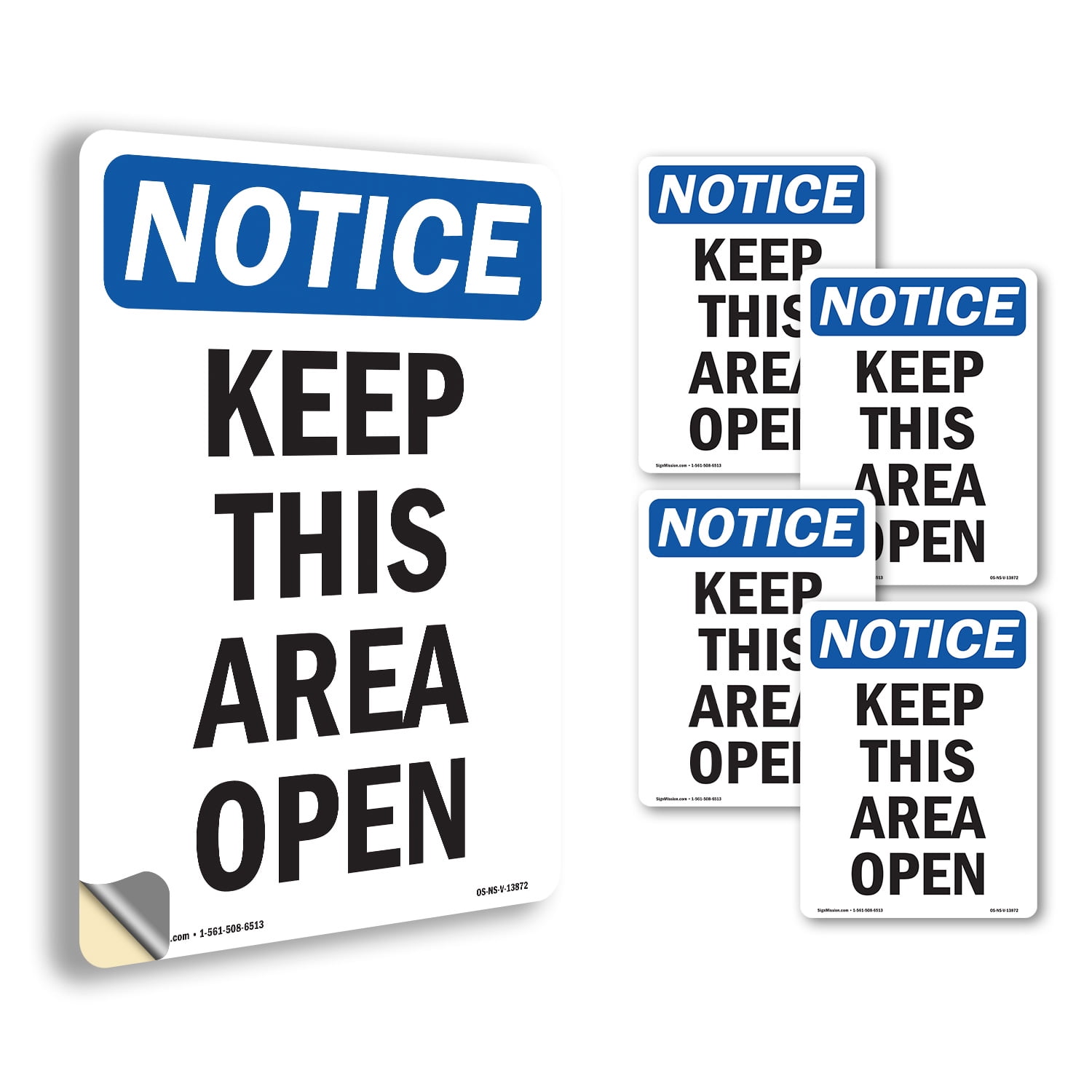 Keep This Area Open OSHA Notice Vinyl Decal Label 5 Inch x 3.5 Inch - 5 ...