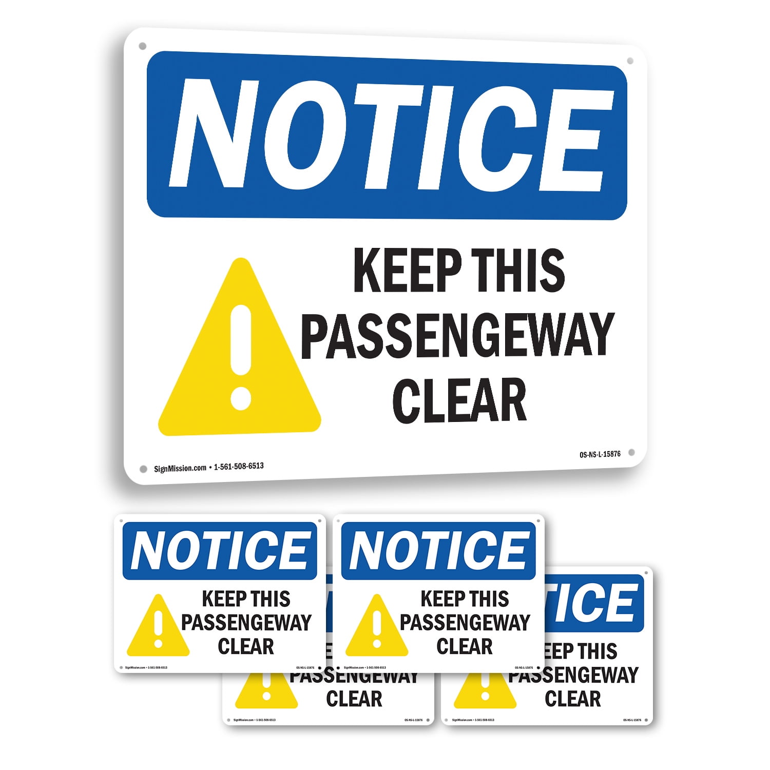 Keep This Passageway Clear OSHA Notice Rigid Plastic Sign 18 Inch x 12 ...