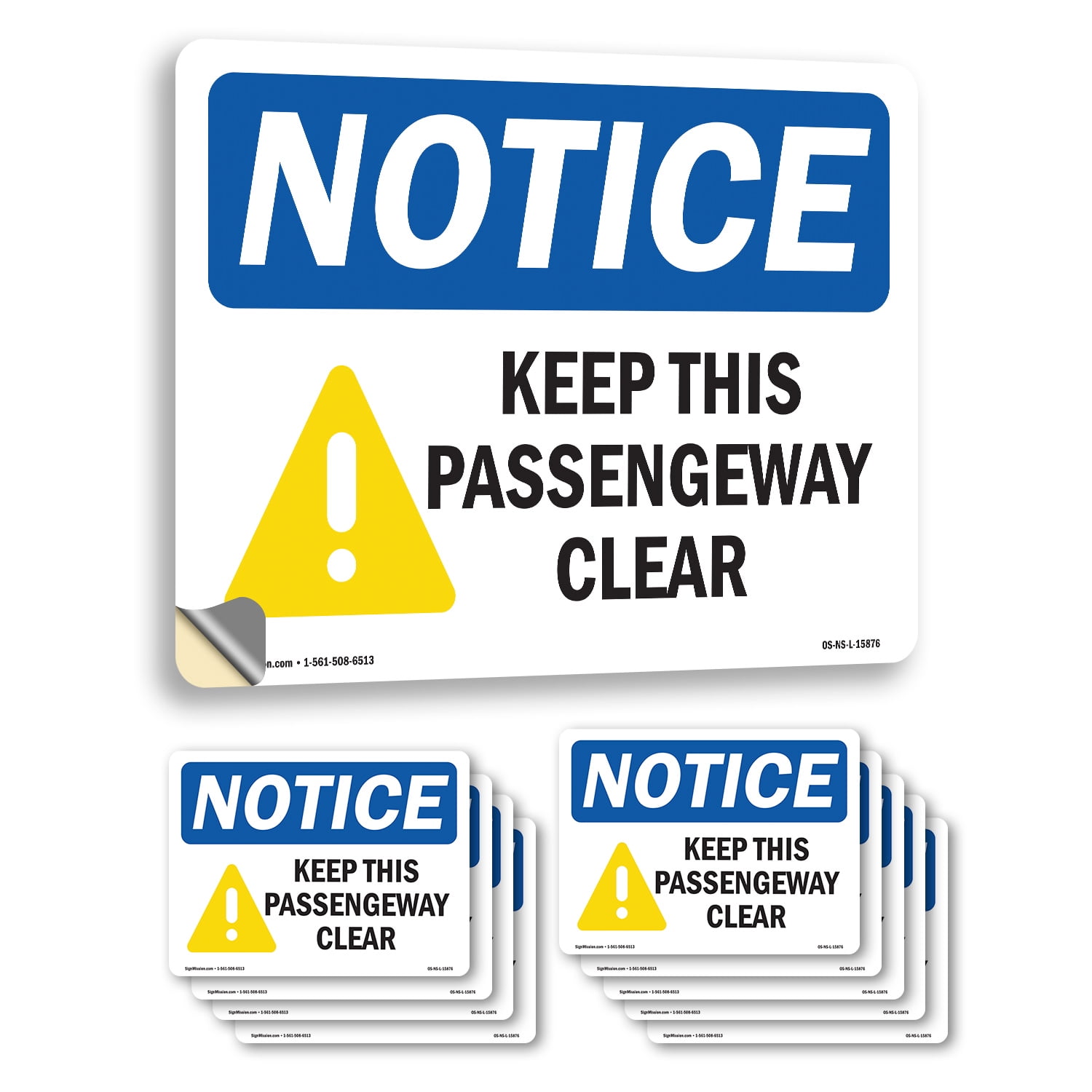 Keep This Passageway Clear OSHA Notice Vinyl Decal Label 24 Inch x 18 ...