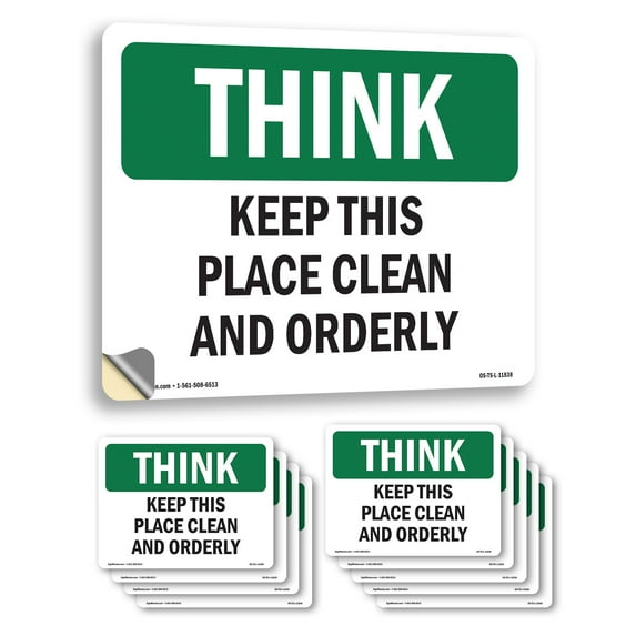 Keep This Place Clean And Orderly OSHA Think Vinyl Decal Label 24 Inch ...