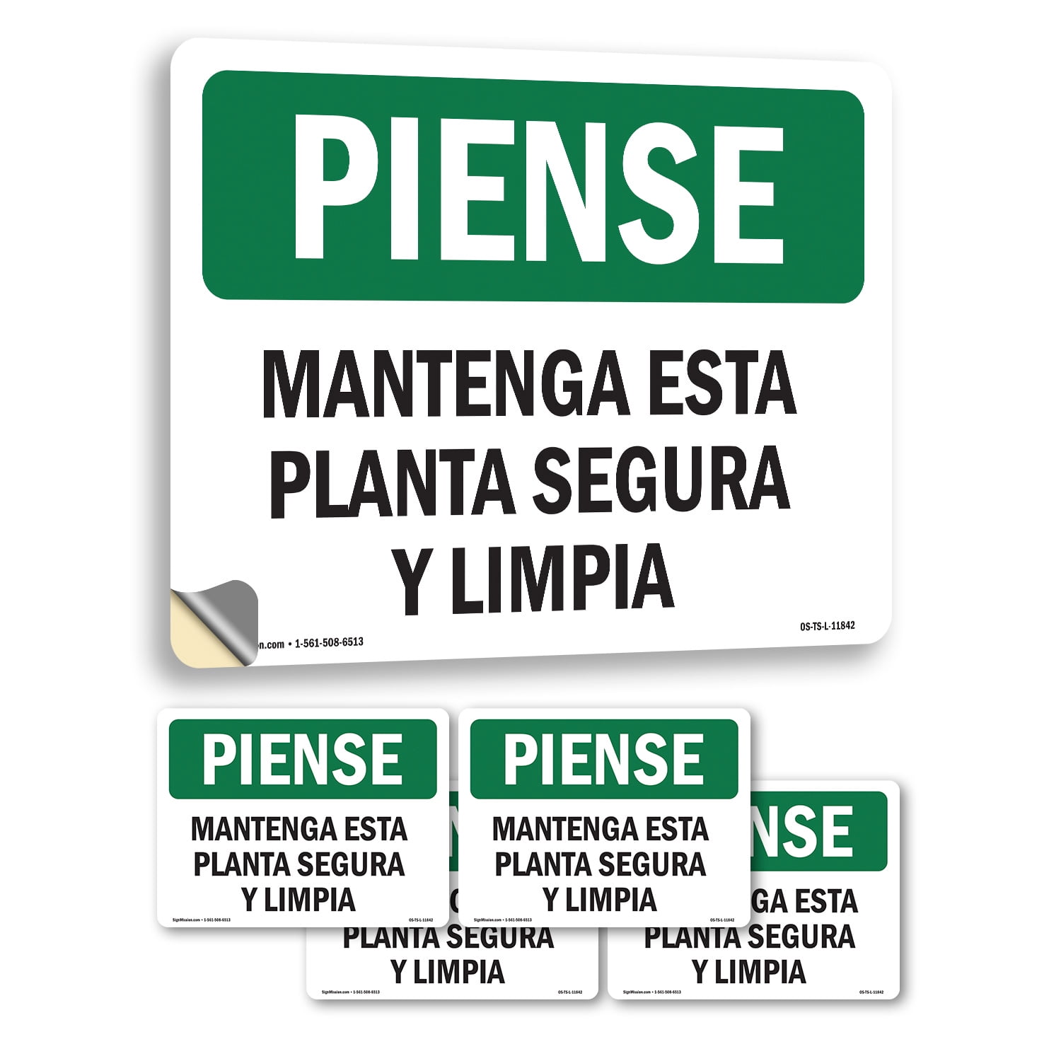 Keep This Plant Safe And Clean Spanish OSHA Think Vinyl Decal Label 10 ...