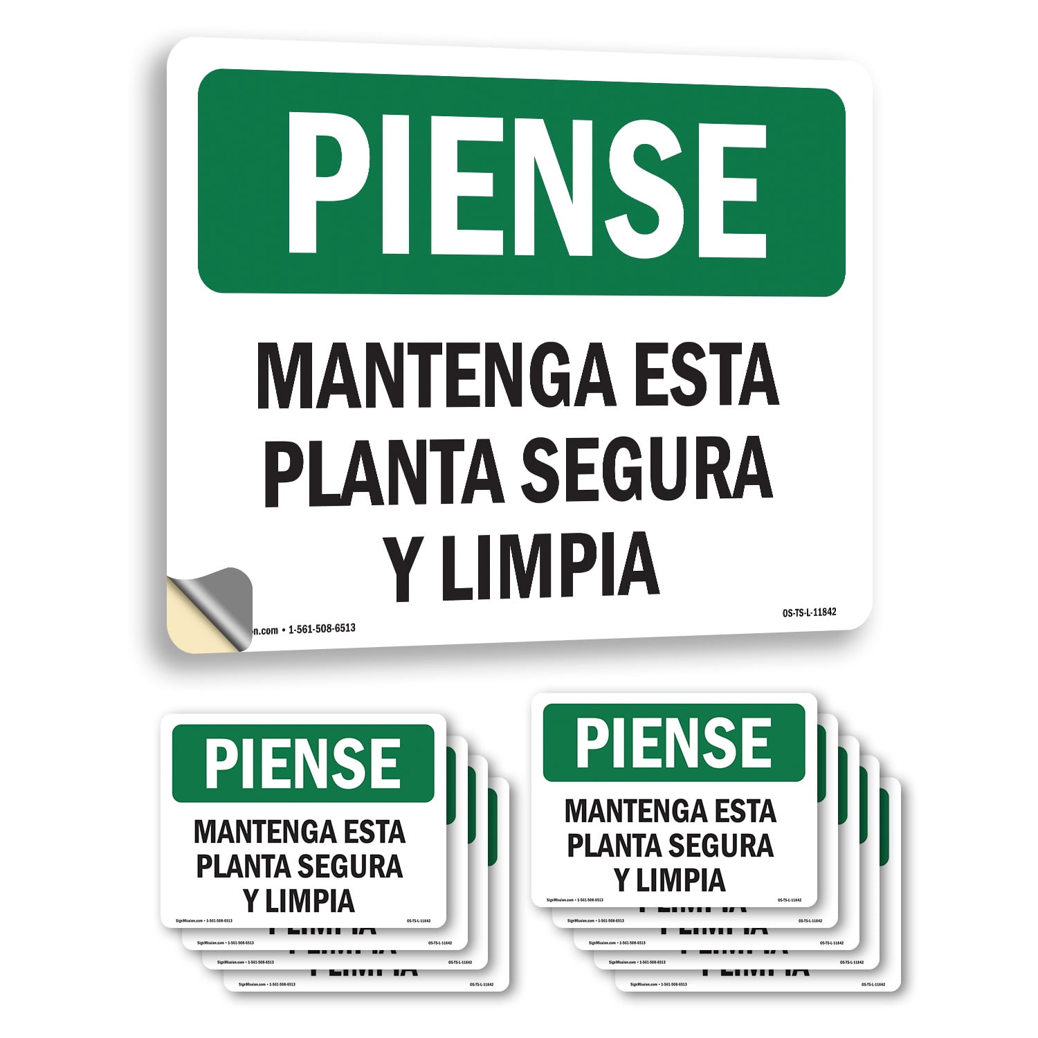 Keep This Plant Safe And Clean Spanish OSHA Think Vinyl Decal Label 18 ...