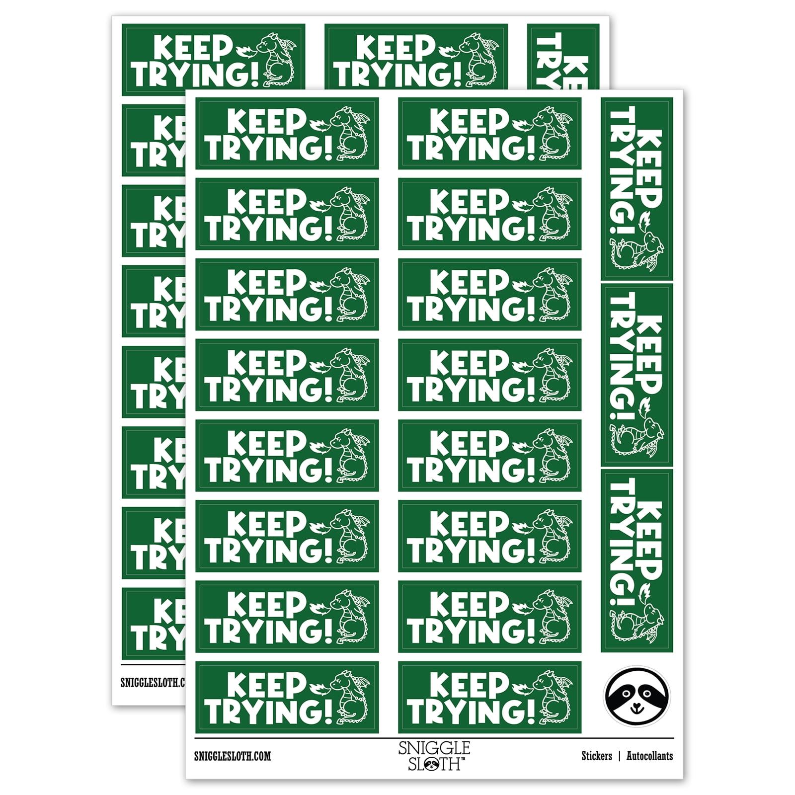 Keep Trying Dragon Teacher Student School Sticker Set - Dark Green ...